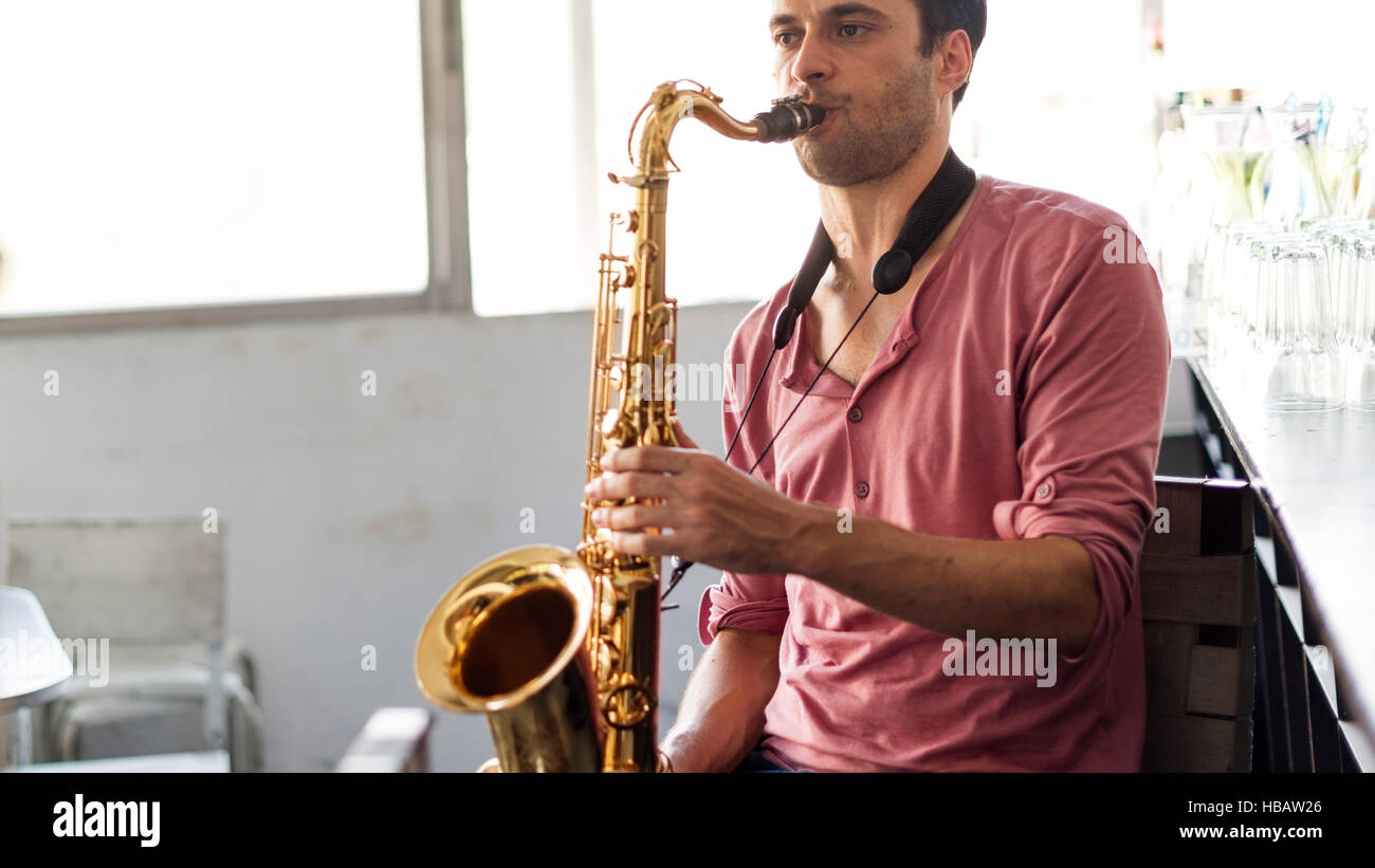 Saxophone Symphony Musician Jazz Instrument Concept Stock Photo - Alamy