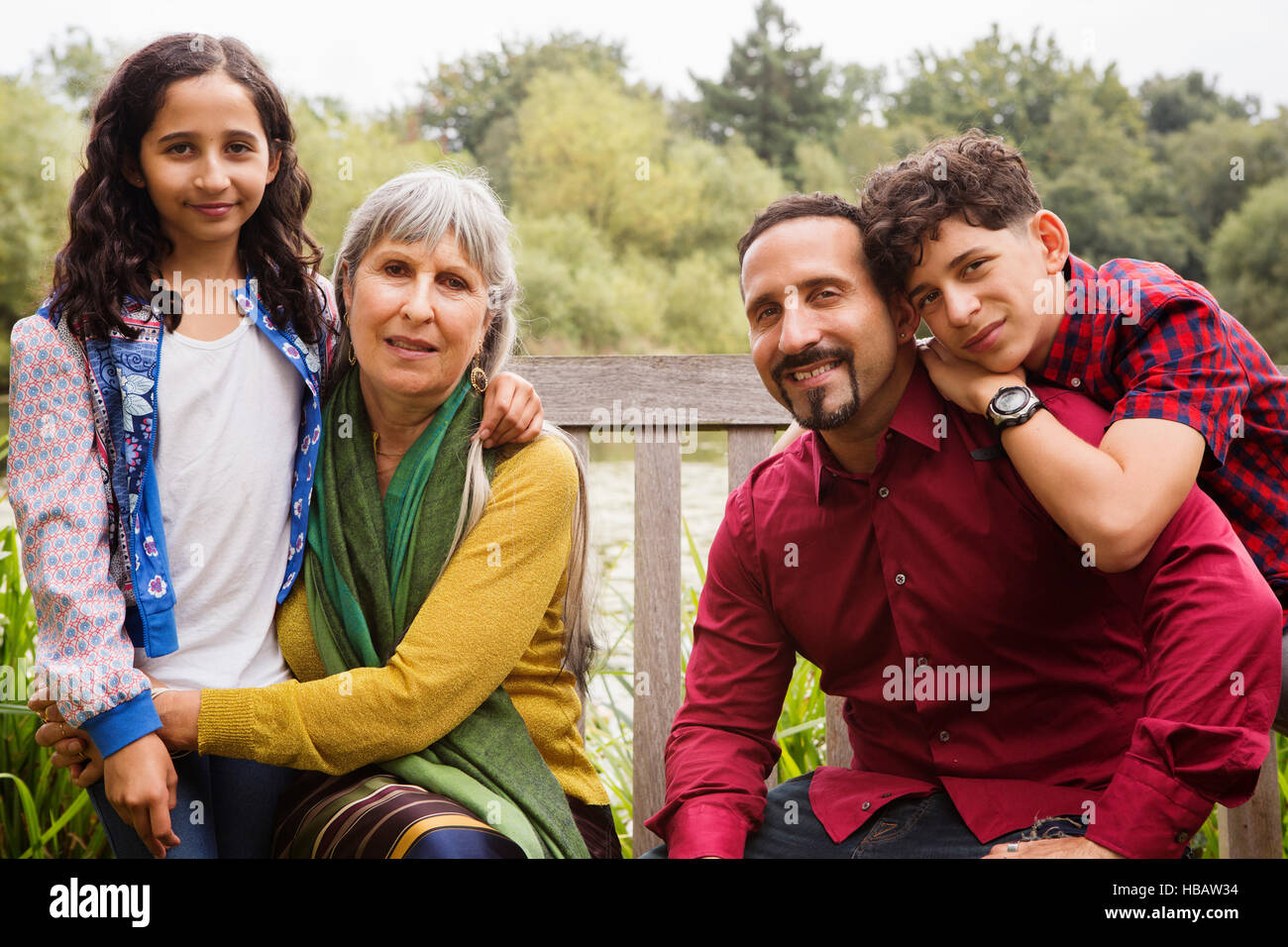 Portrait of three generation family, outdoors Stock Photo - Alamy