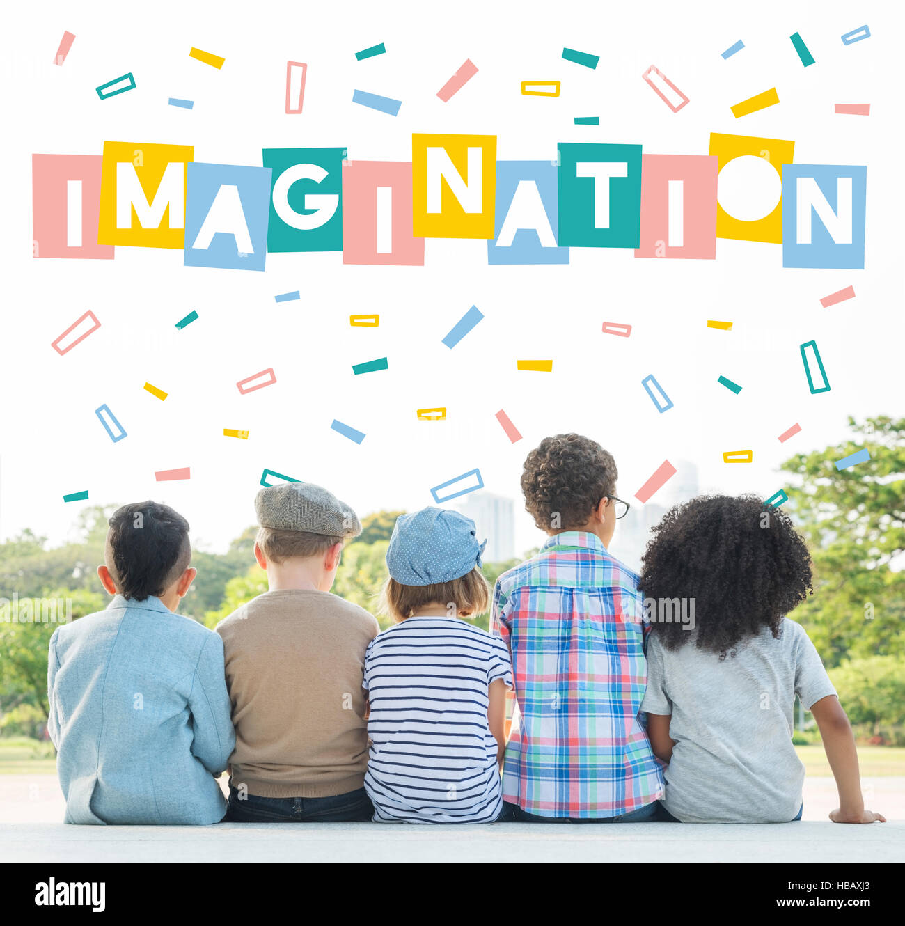 Enjoy Happy Imagination Kids Concept Stock Photo - Alamy