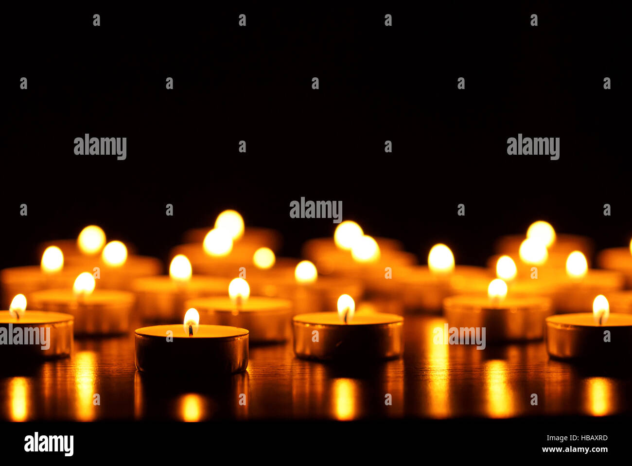 Many burning candles with shallow depth of field - peace concept Stock ...