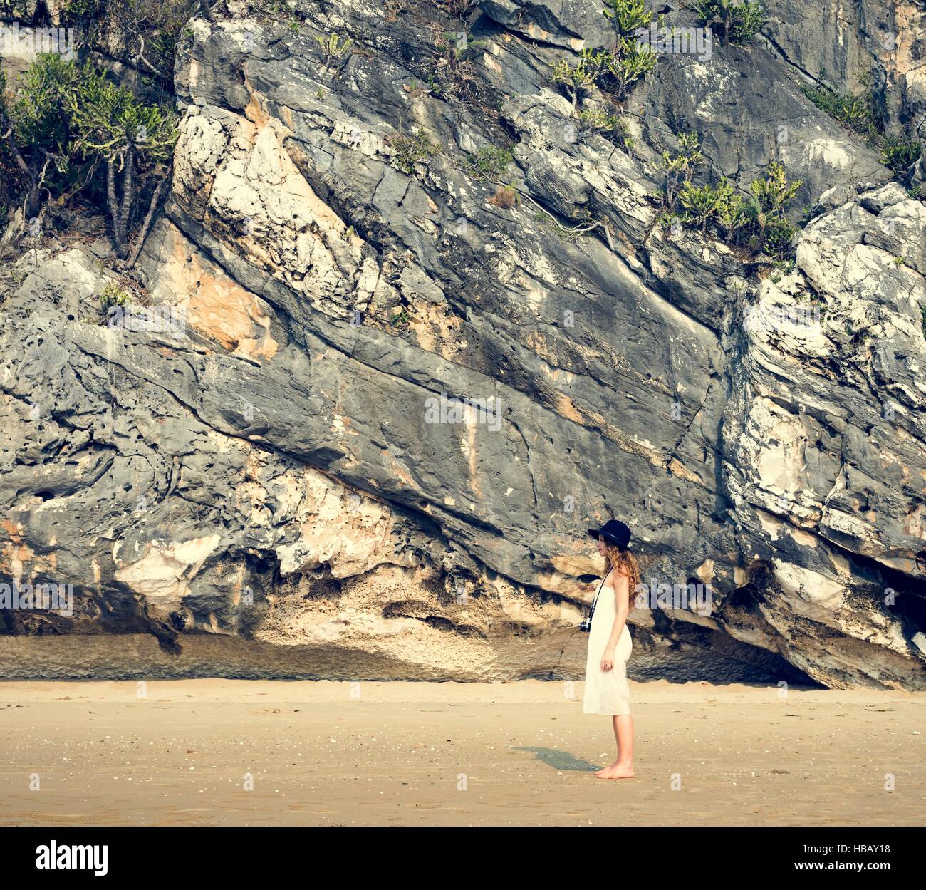 Girl Camera Photographer Focus Shooting Nature Concept Stock Photo - Alamy