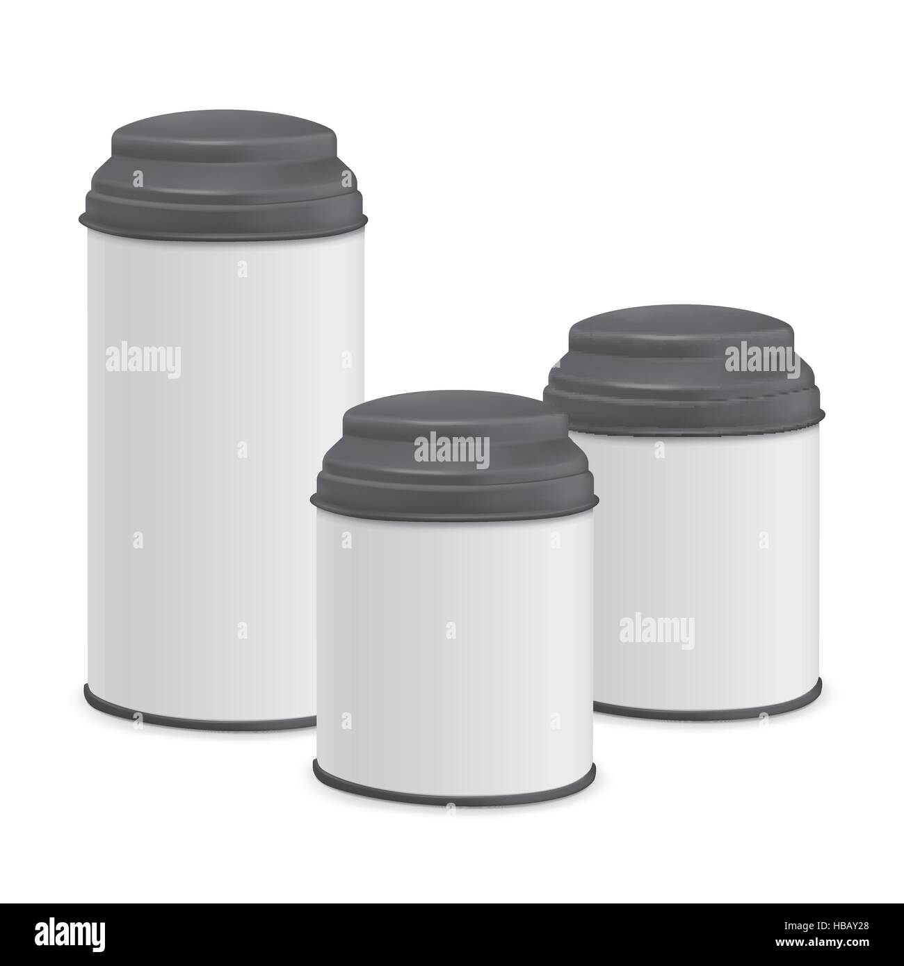 white round tin packaging set isolated on white background Stock Vector ...