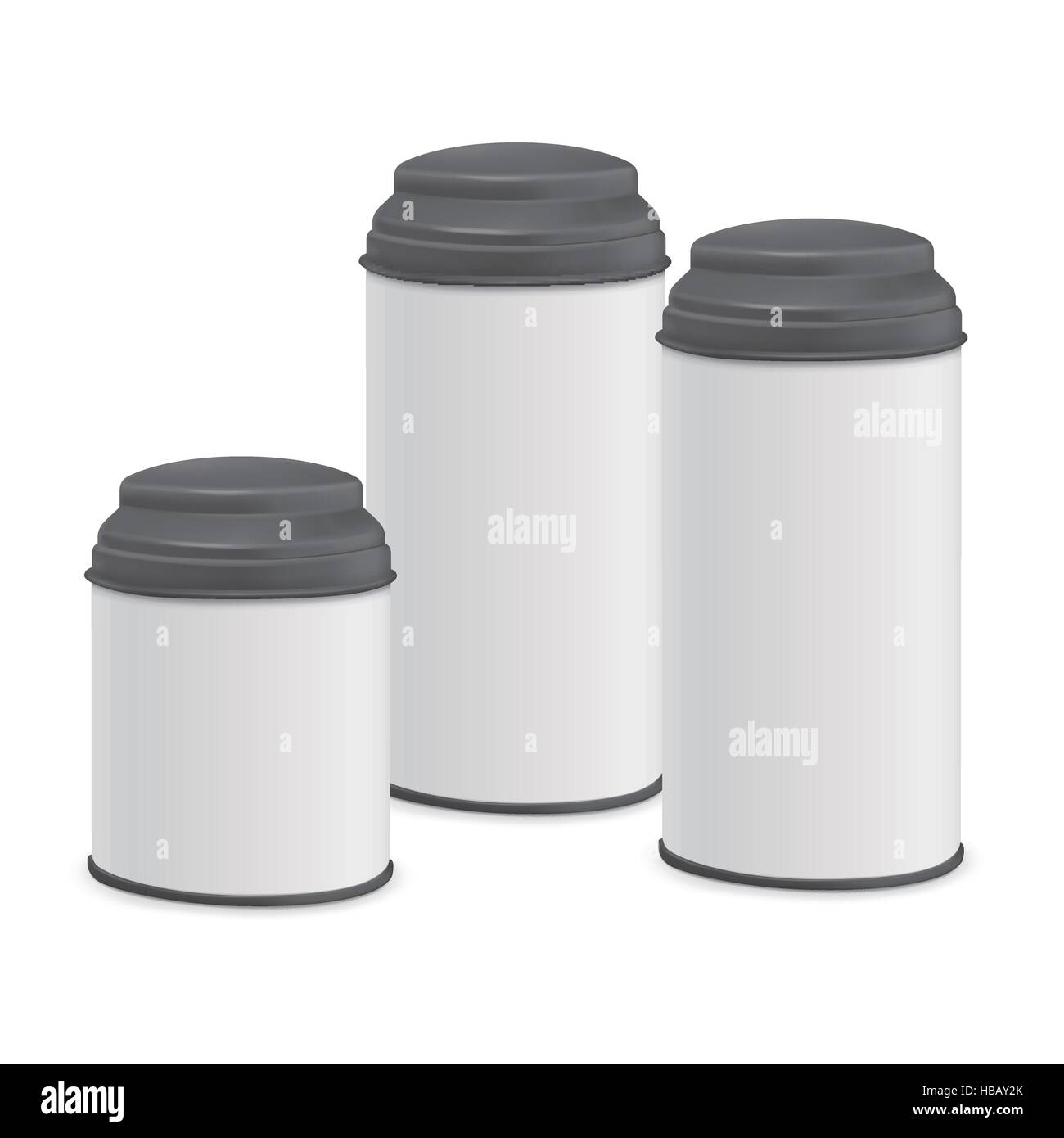 white round tin packaging set isolated on white background Stock Vector ...