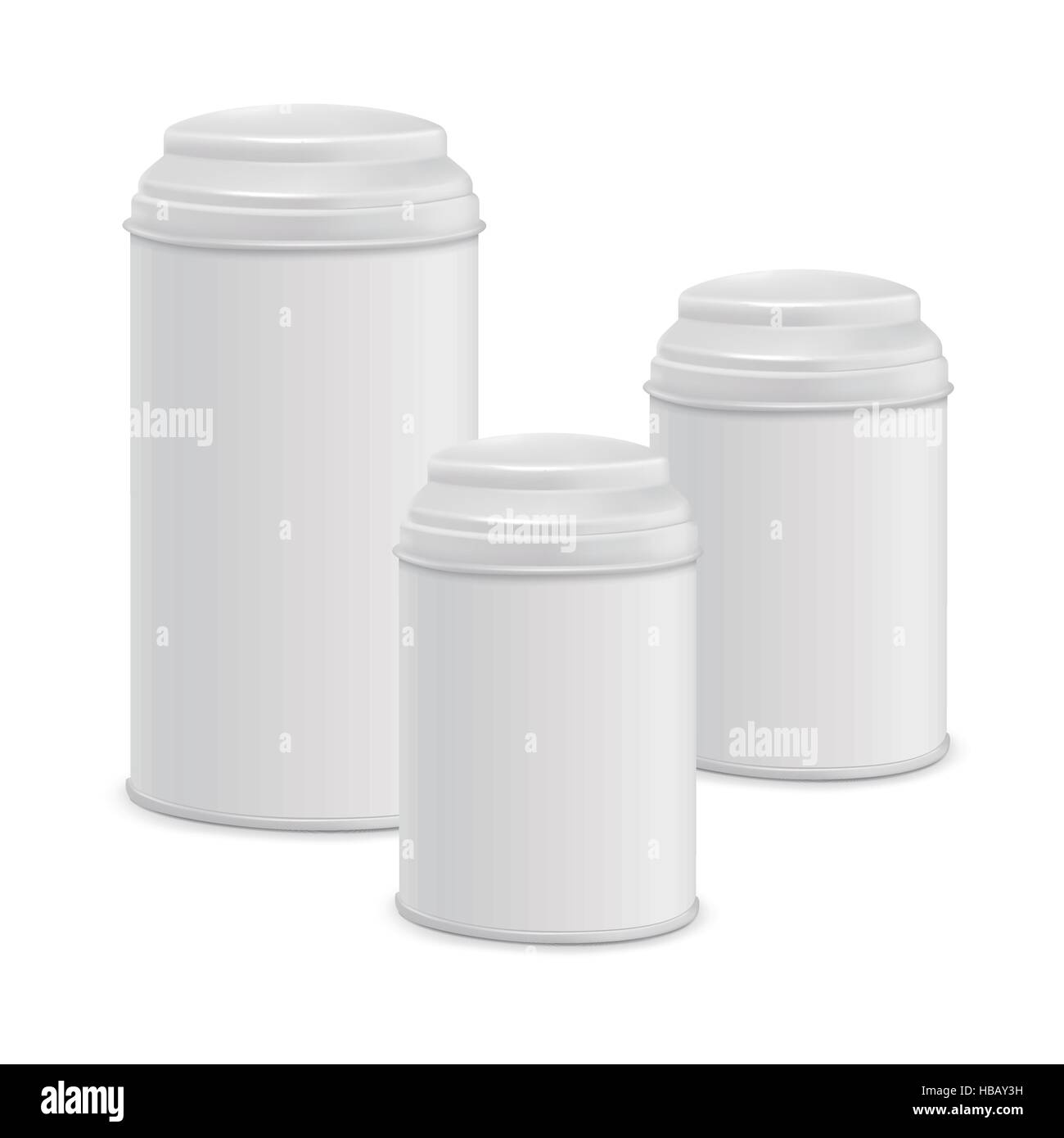 white round tin packaging set isolated on white background Stock Vector ...