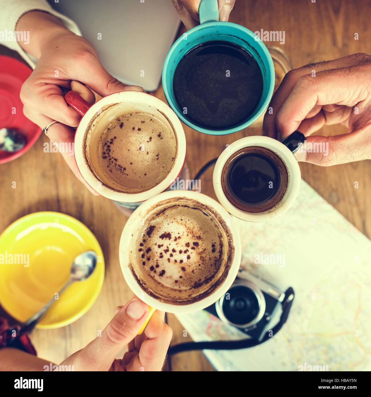 Group Of People Drinking Coffee Concept Stock Photo - Alamy