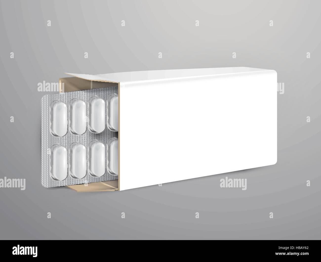 pills with white package paper box isolated on white background Stock ...
