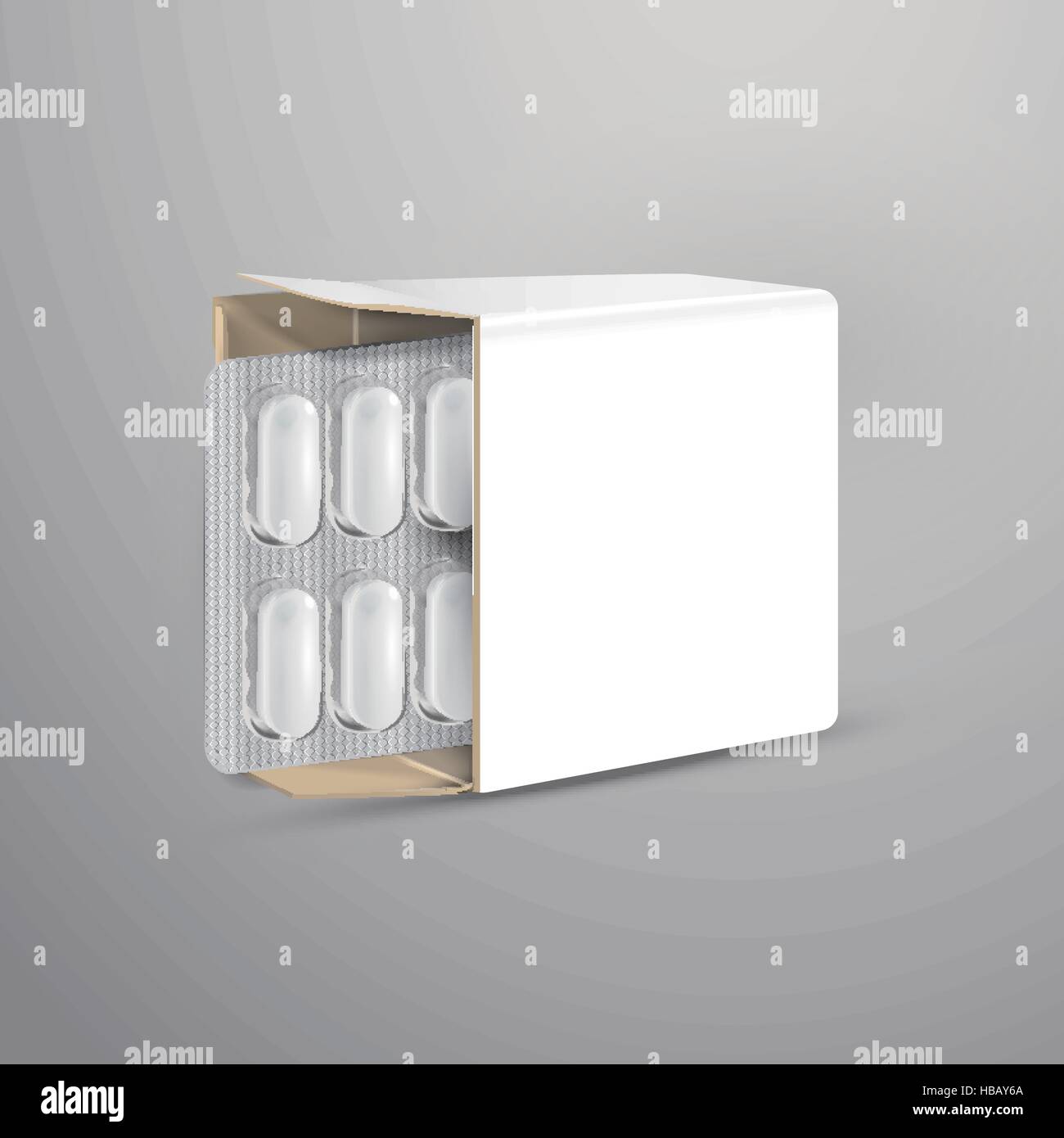 pills with white package paper box isolated on white background Stock ...