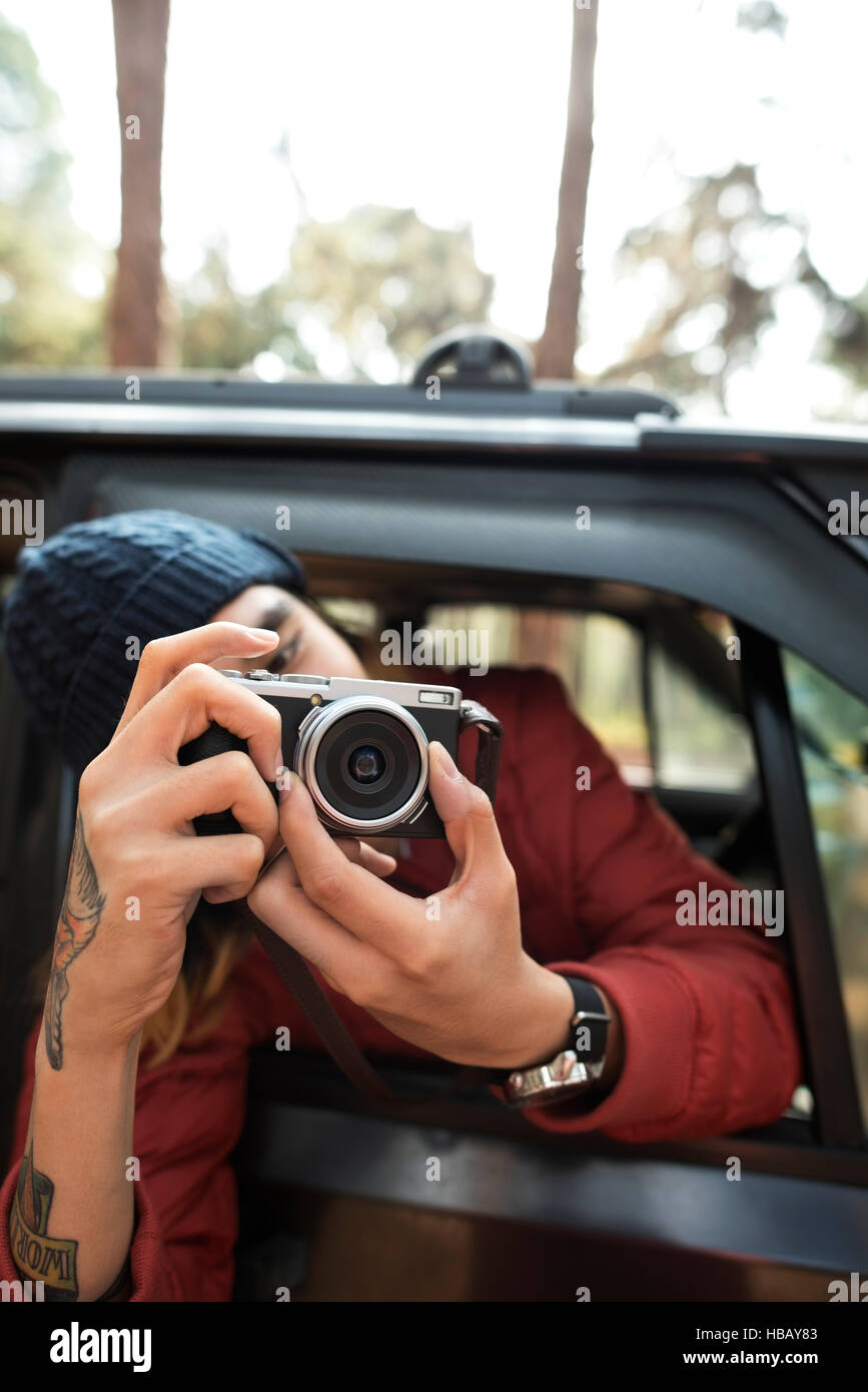 Photographer Camera Man Shooting Car Vehicle Concept Stock Photo - Alamy