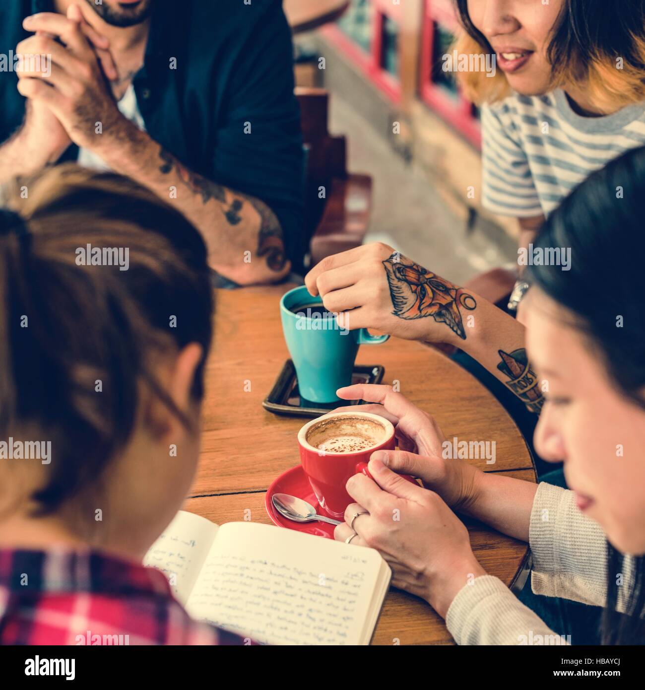 Group Of People Drinking Coffee Concept Stock Photo - Alamy