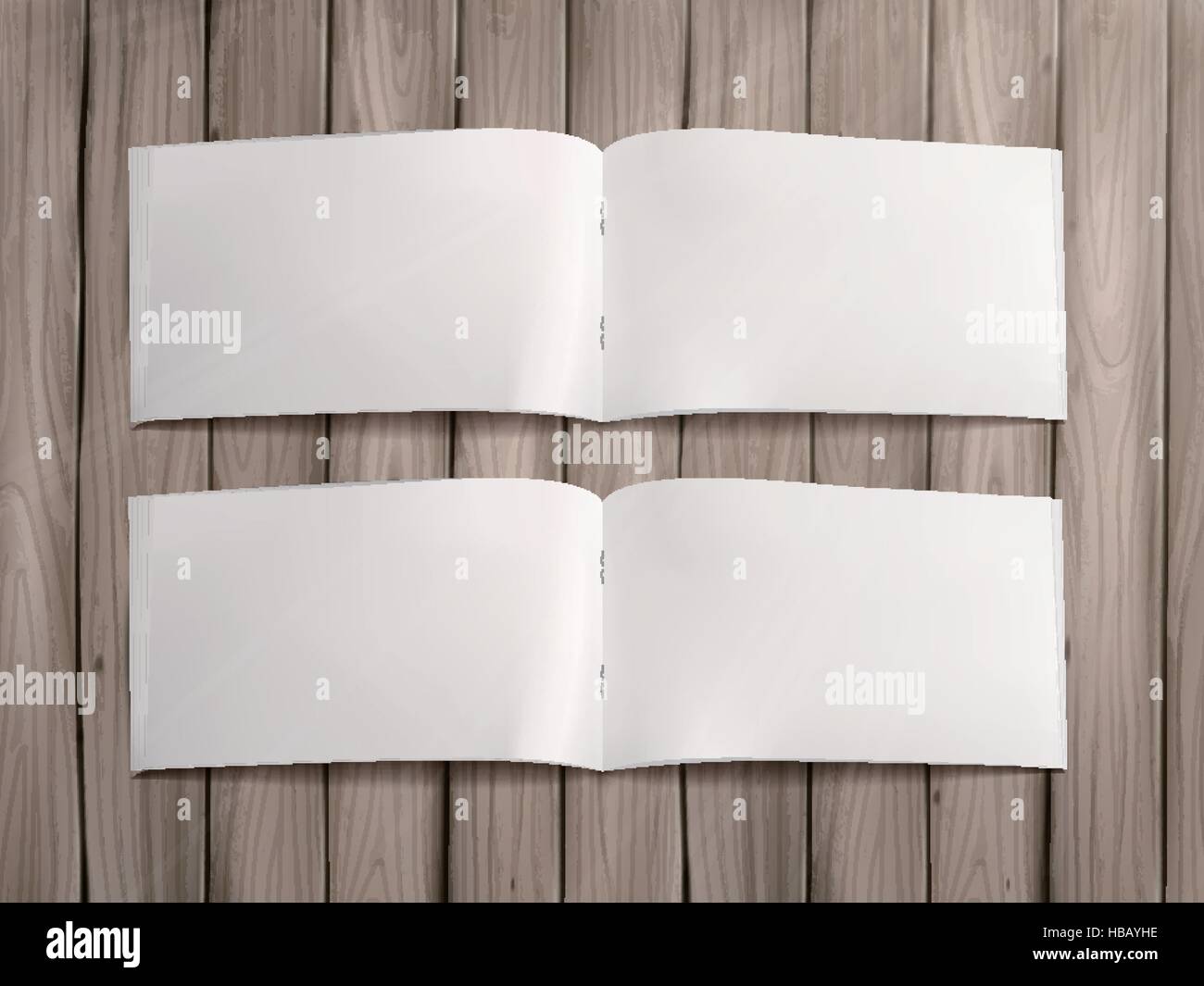 blank open book template isolated on wooden background Stock Vector ...