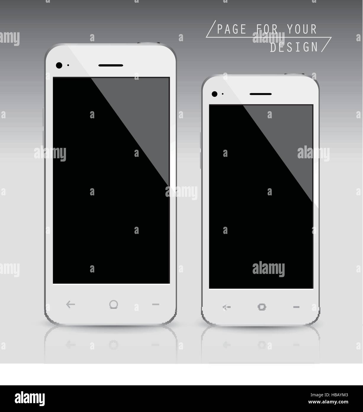 blank smartphones set isolated on grey background Stock Vector Image ...