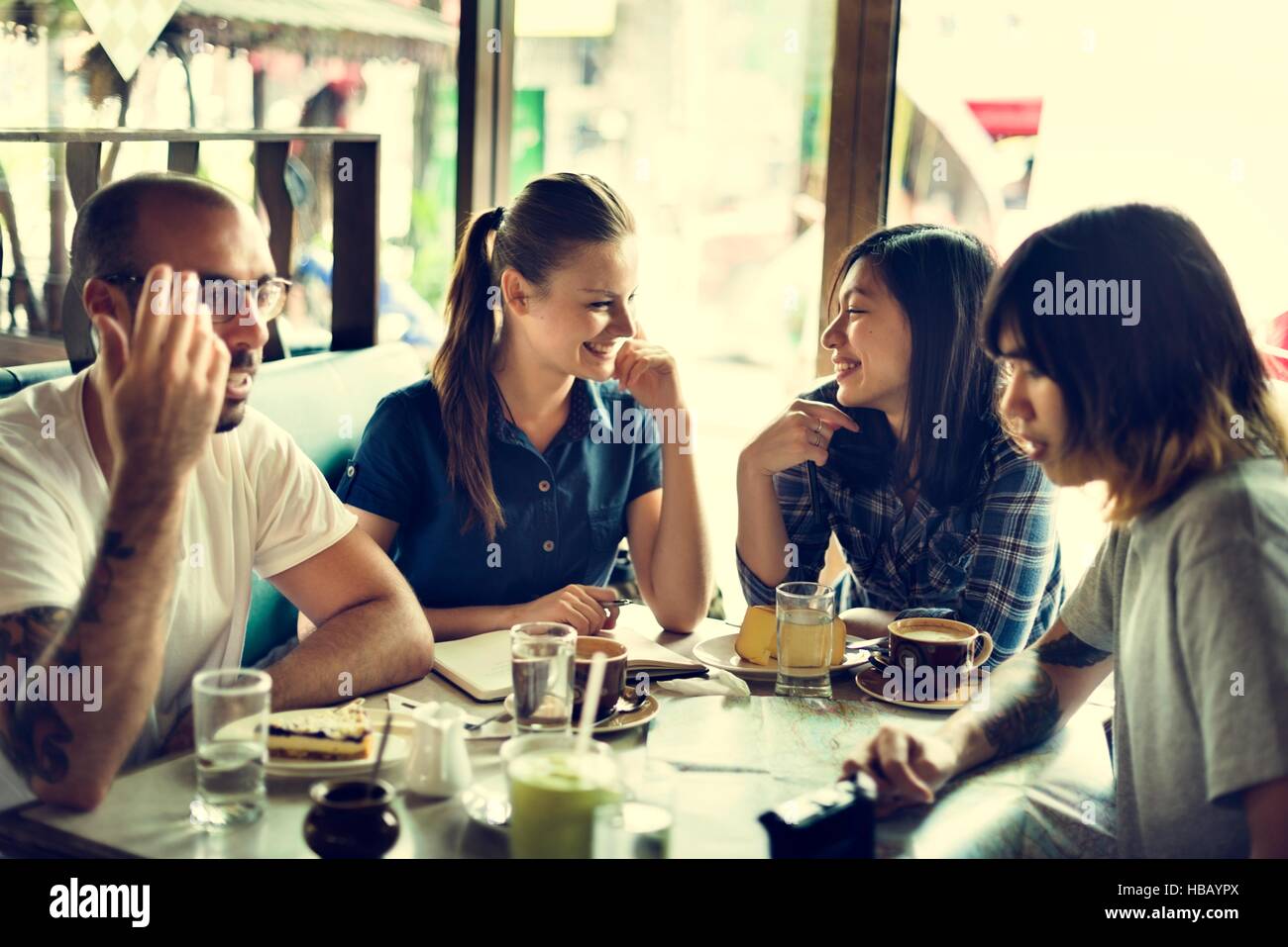 Group Of People Drinking Coffee Concept Stock Photo - Alamy