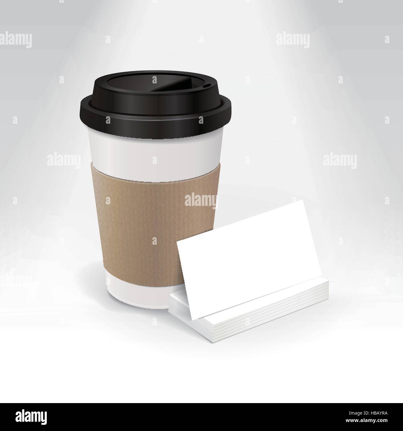 business card and coffee cup isolated on white background Stock Vector ...