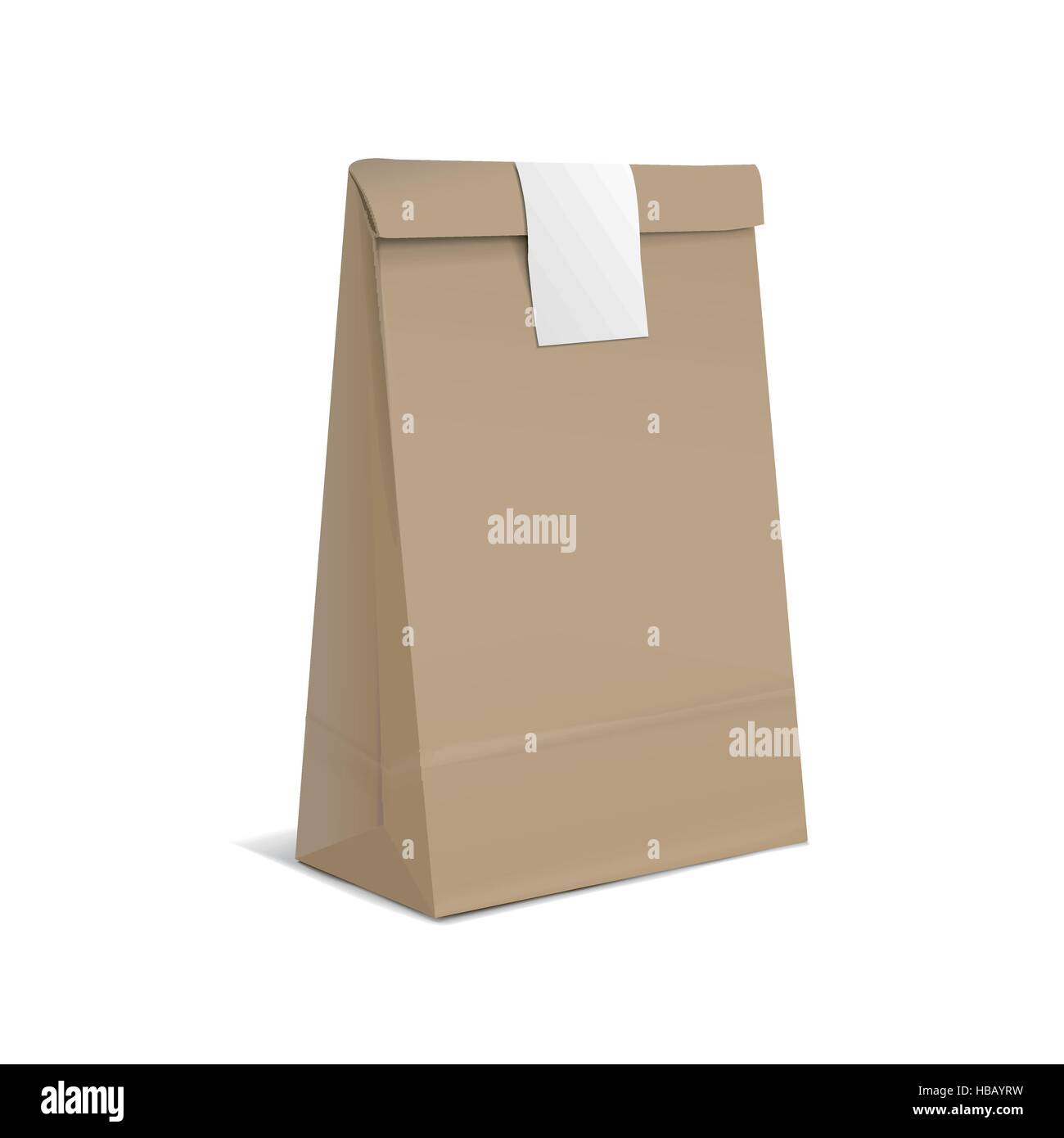kraft paper bag with sticker isolated on white background Stock Vector ...