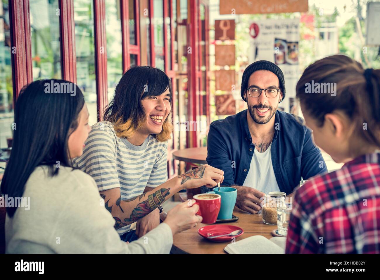 Group Of People Drinking Coffee Concept Stock Photo - Alamy