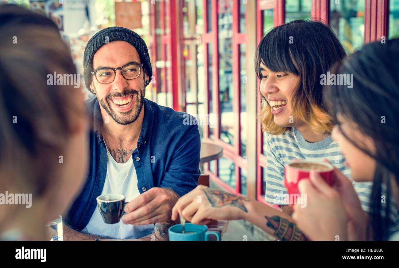 Group Of People Drinking Coffee Concept Stock Photo - Alamy
