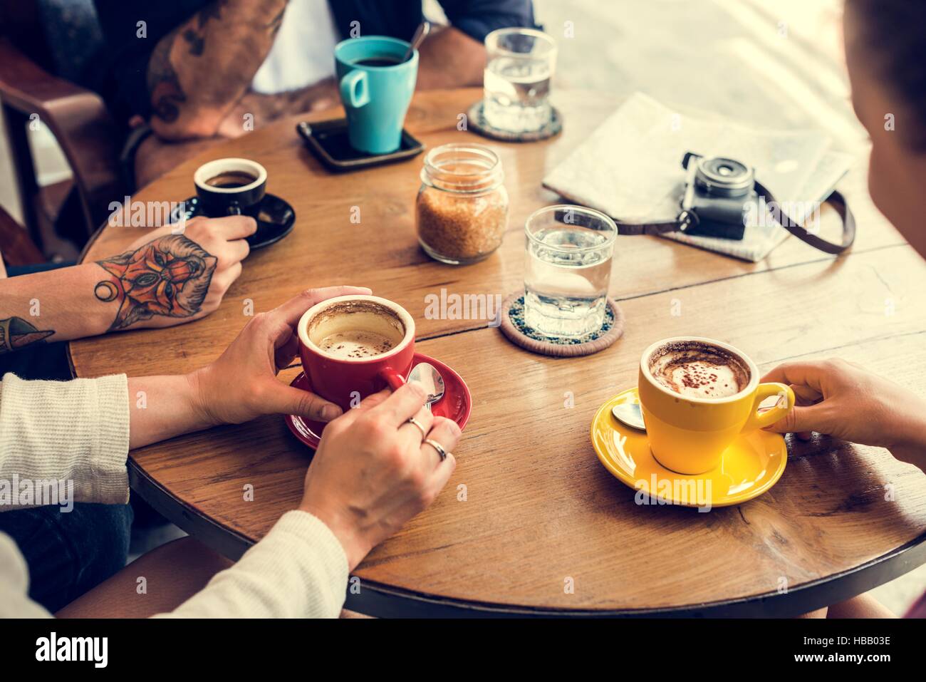 Group Of People Drinking Coffee Concept Stock Photo - Alamy