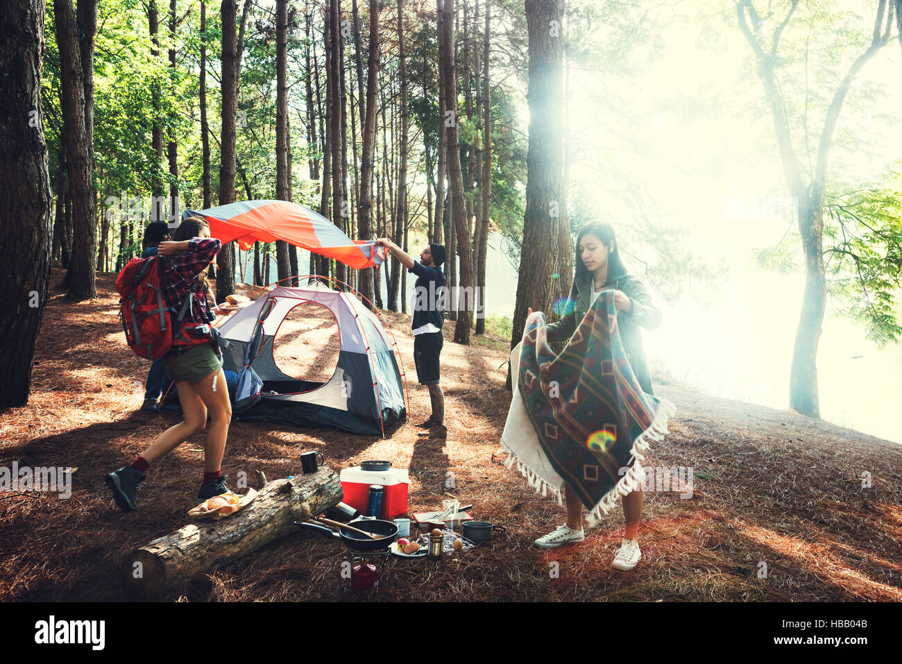 People Friendship Hangout Traveling Destination Camping Concept Stock ...