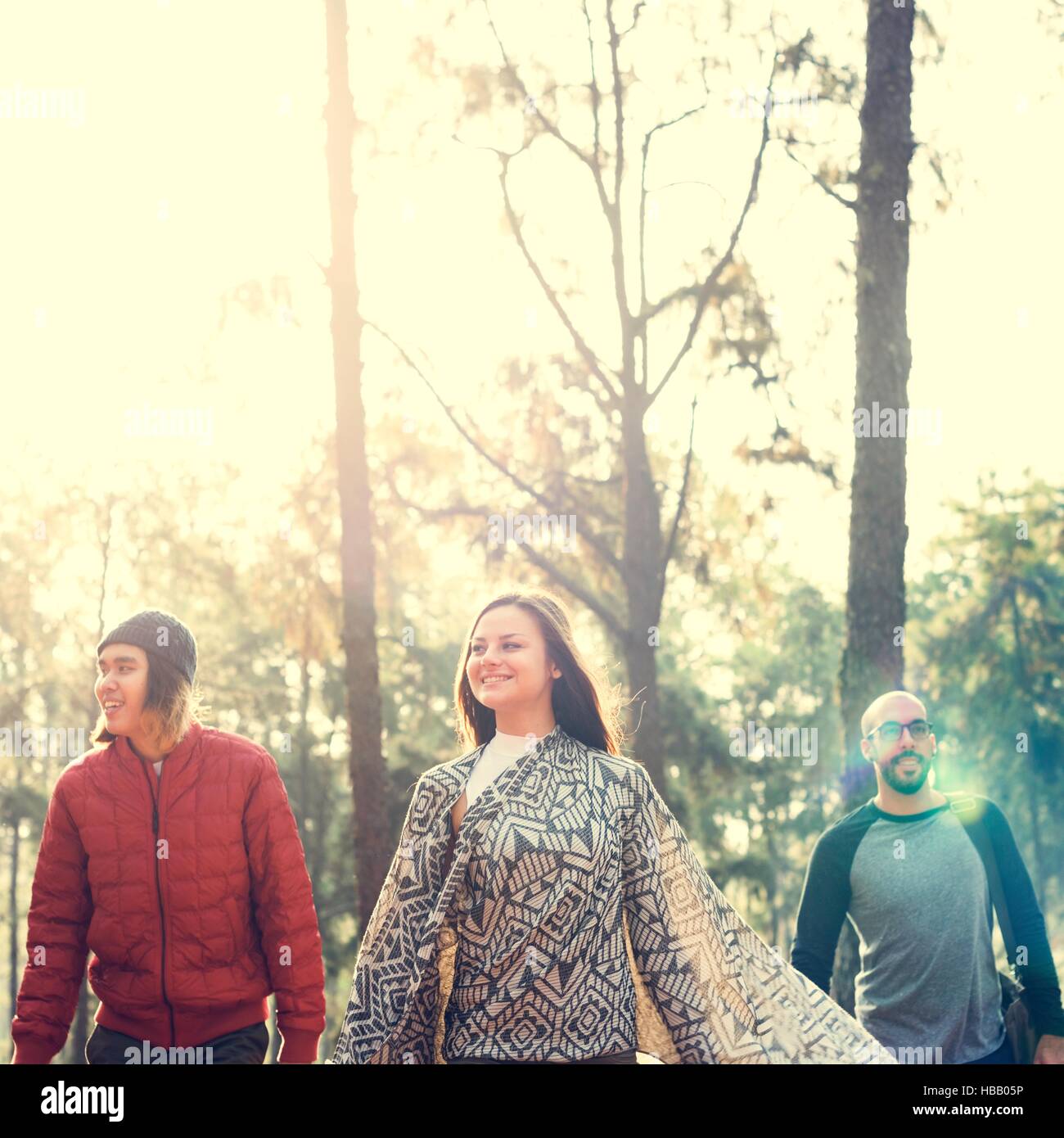 Friends Walking Exploring Outdoors Concept Stock Photo - Alamy