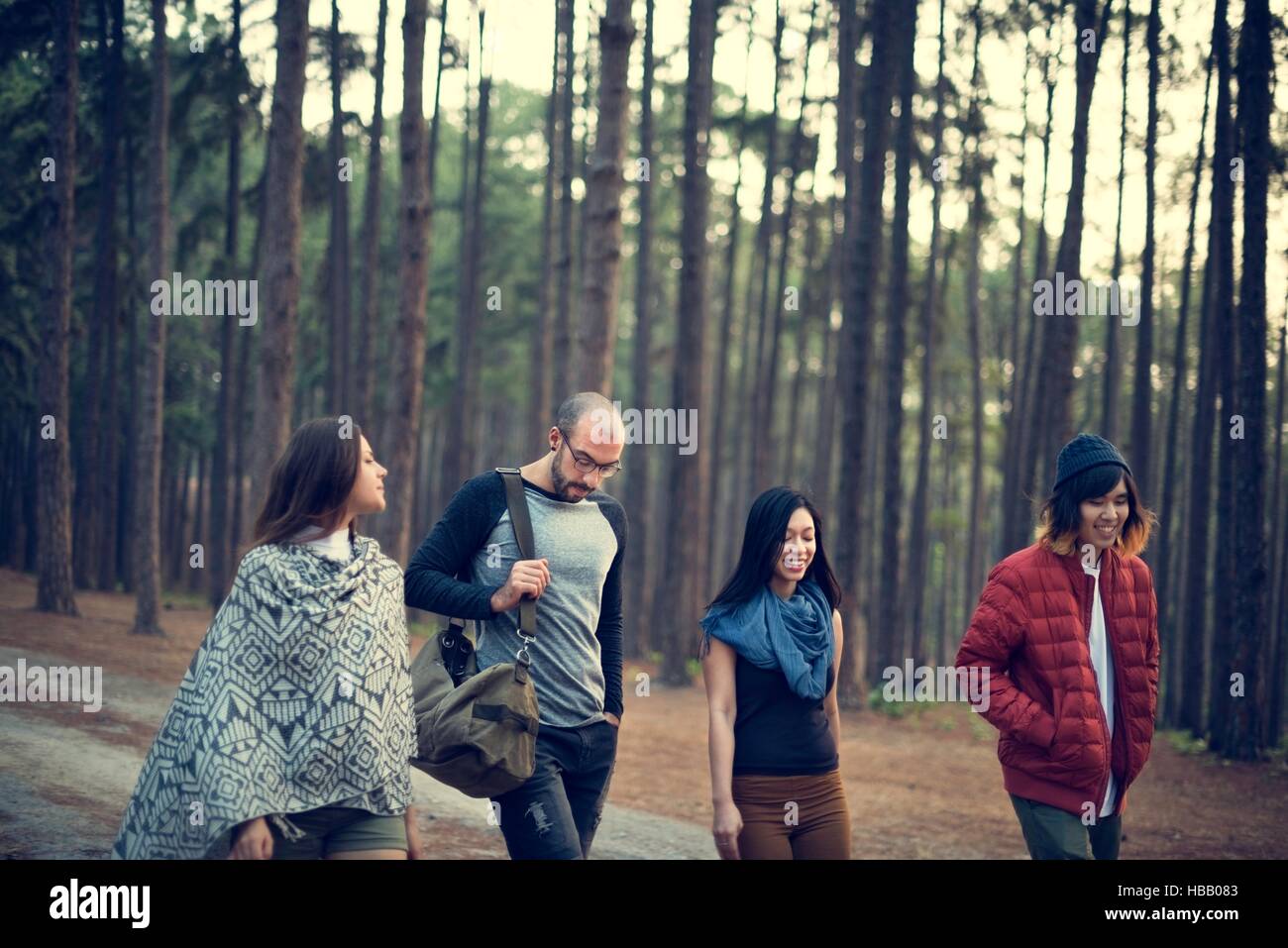 Friends Walking Exploring Outdoors Concept Stock Photo - Alamy