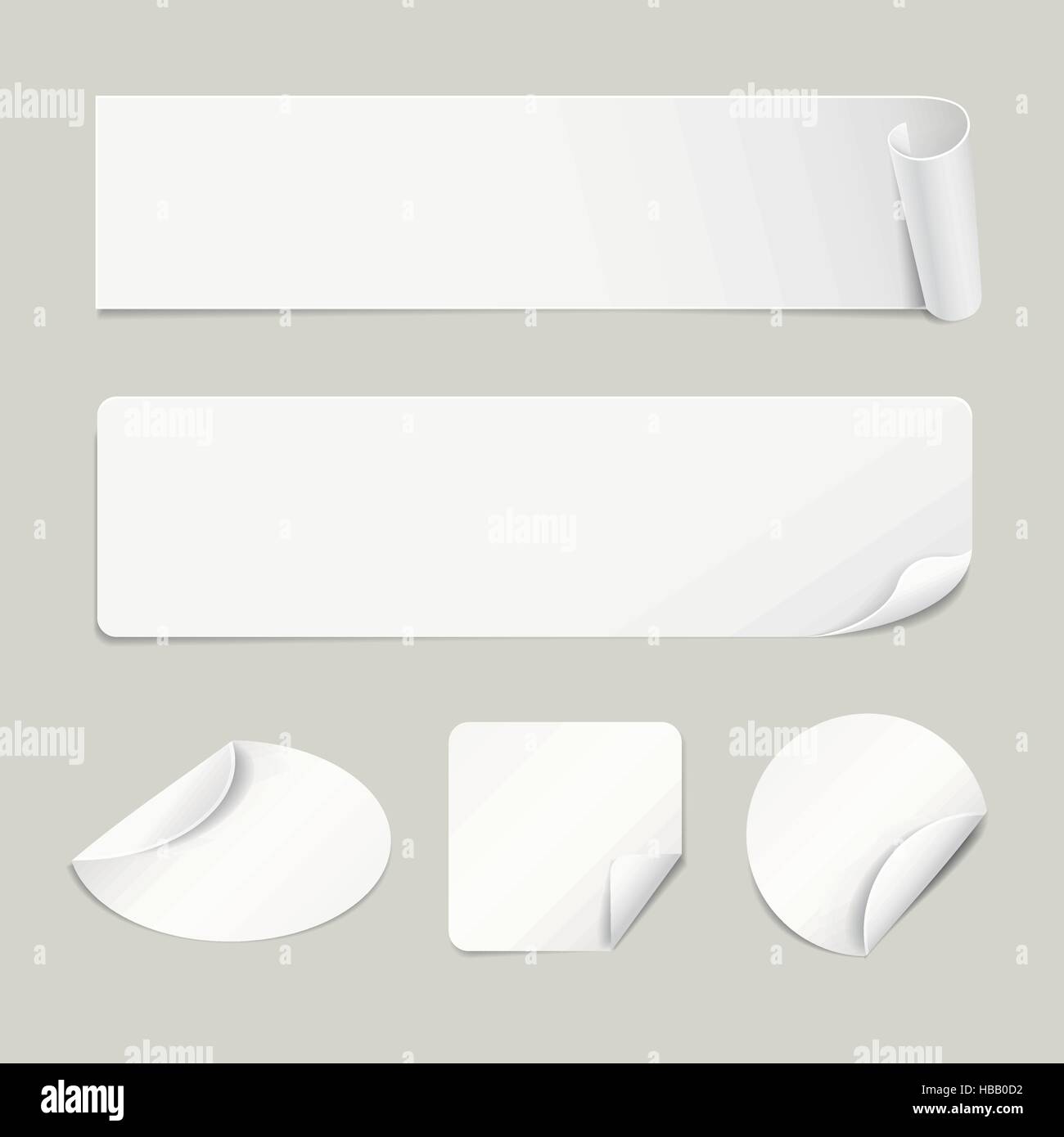 set of paper white stickers isolated on beige background Stock Vector ...