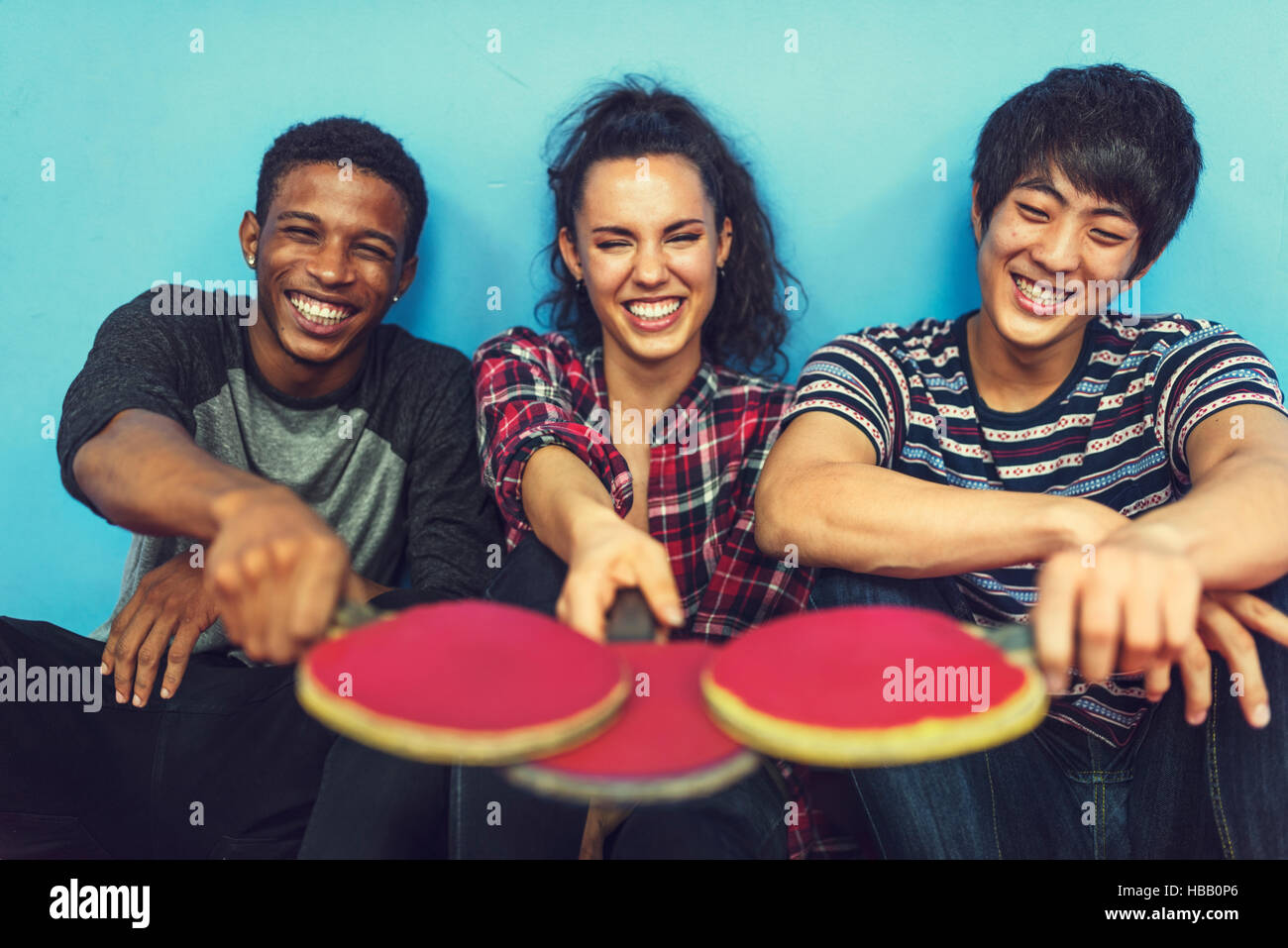 Table Tennis Ping-Pong Friends Sport Concept Stock Photo - Alamy