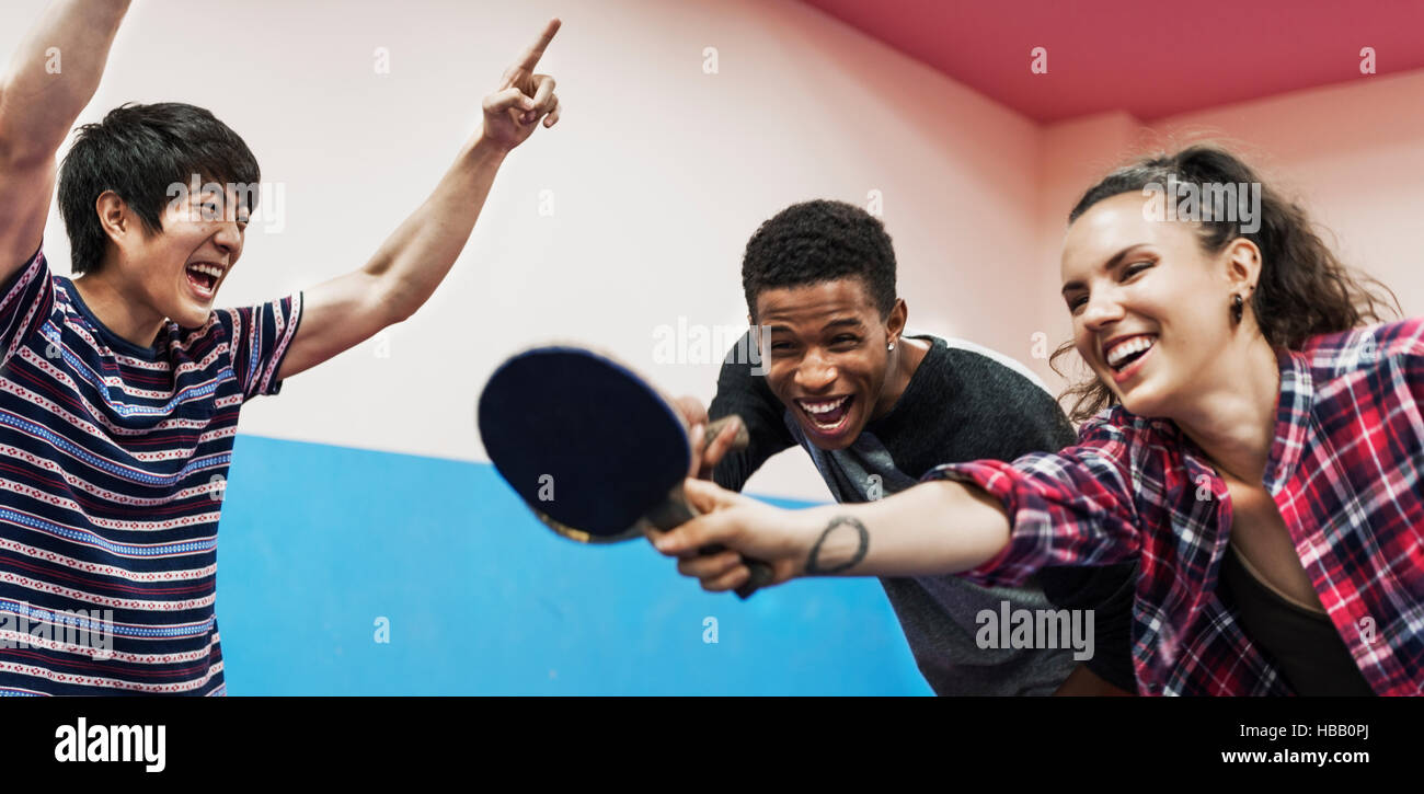 Table Tennis Ping-Pong Friends Sport Concept Stock Photo - Alamy