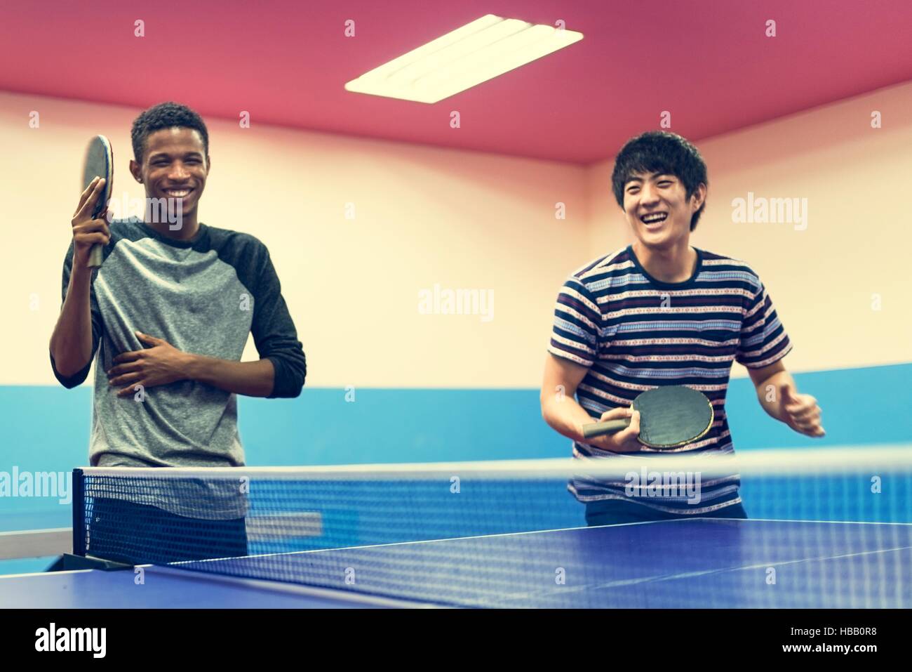 Table Tennis Ping-Pong Friends Sport Concept Stock Photo - Alamy