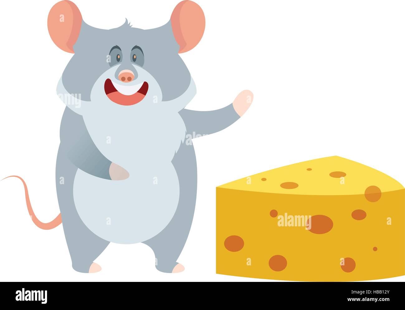 Vector image of the flat Grey Mouse and a Piece of Cheese Stock Vector ...