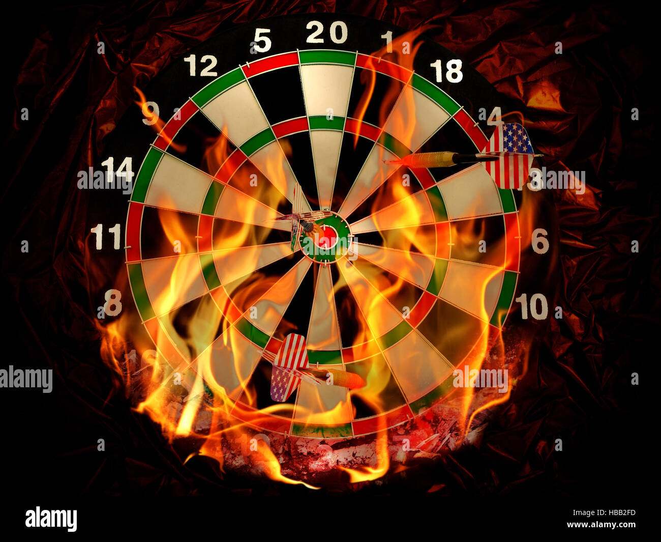 Darts In Flame Stock Photo - Alamy