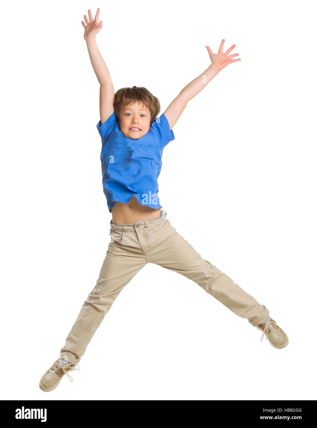 Jumping little boy isolated on white Stock Photo - Alamy