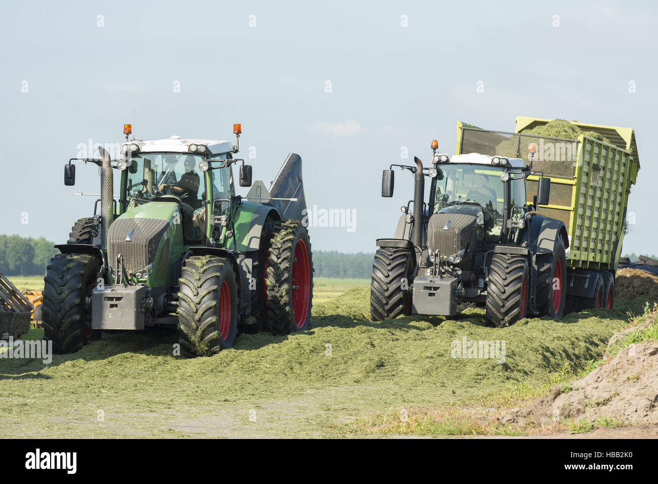 silage with two tractors Stock Photo - Alamy