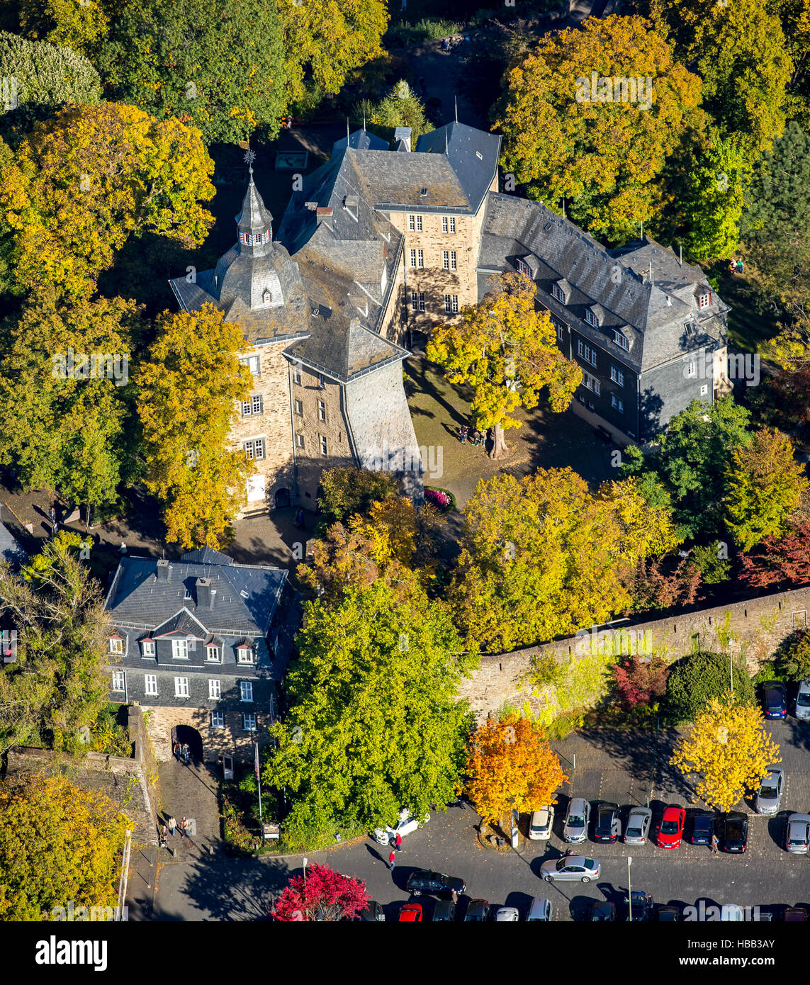Aerial view, Upper Castle, Castle Siegen, Siegerland Museum,historical ...