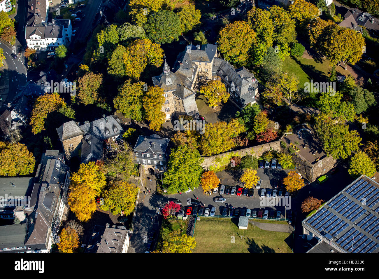 Aerial view, Upper Castle, Castle Siegen, Siegerland Museum,historical ...