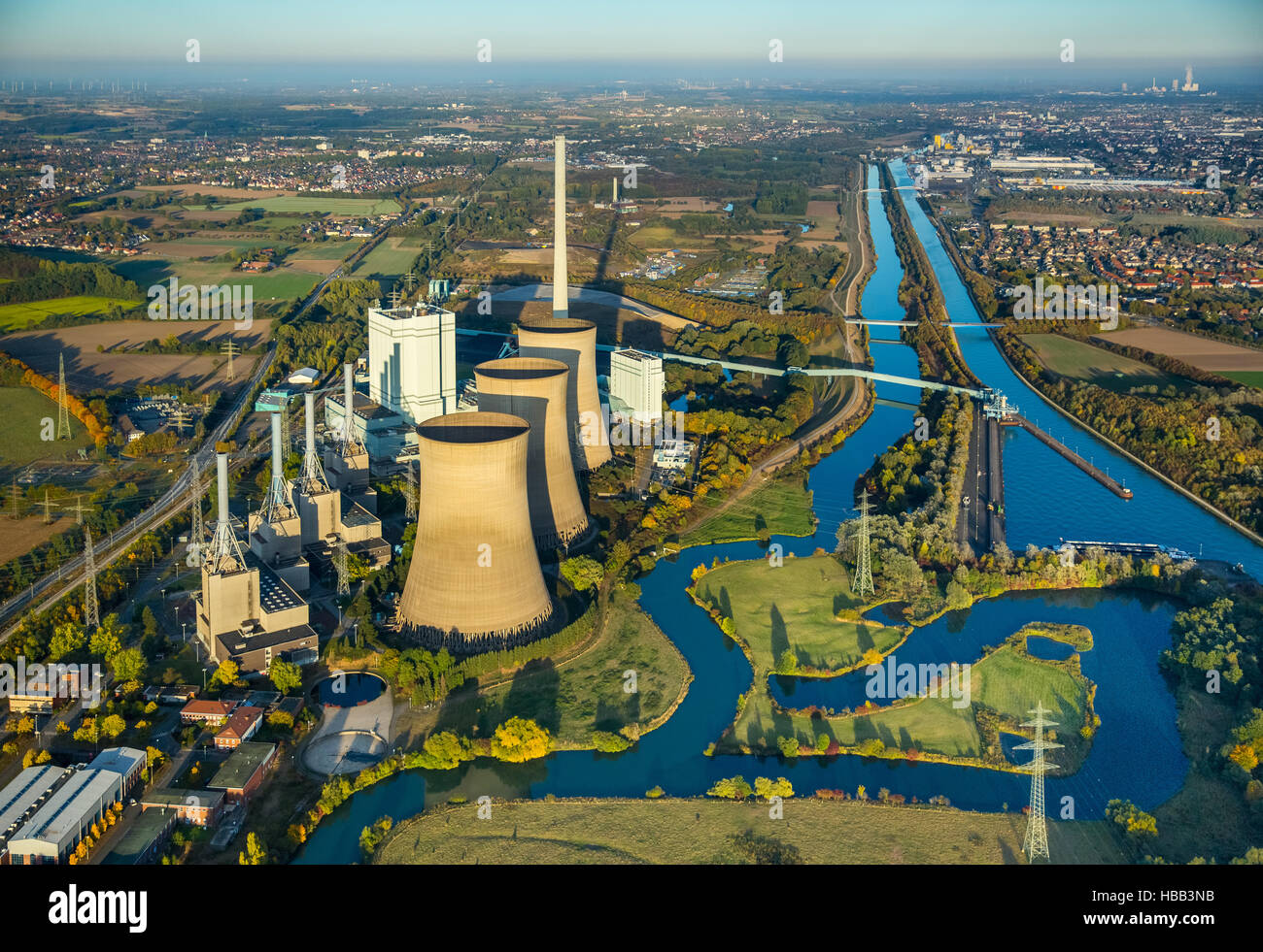 Aerial view, RWE Power AG Gersteinwerk power plant, coal plant, fossil ...