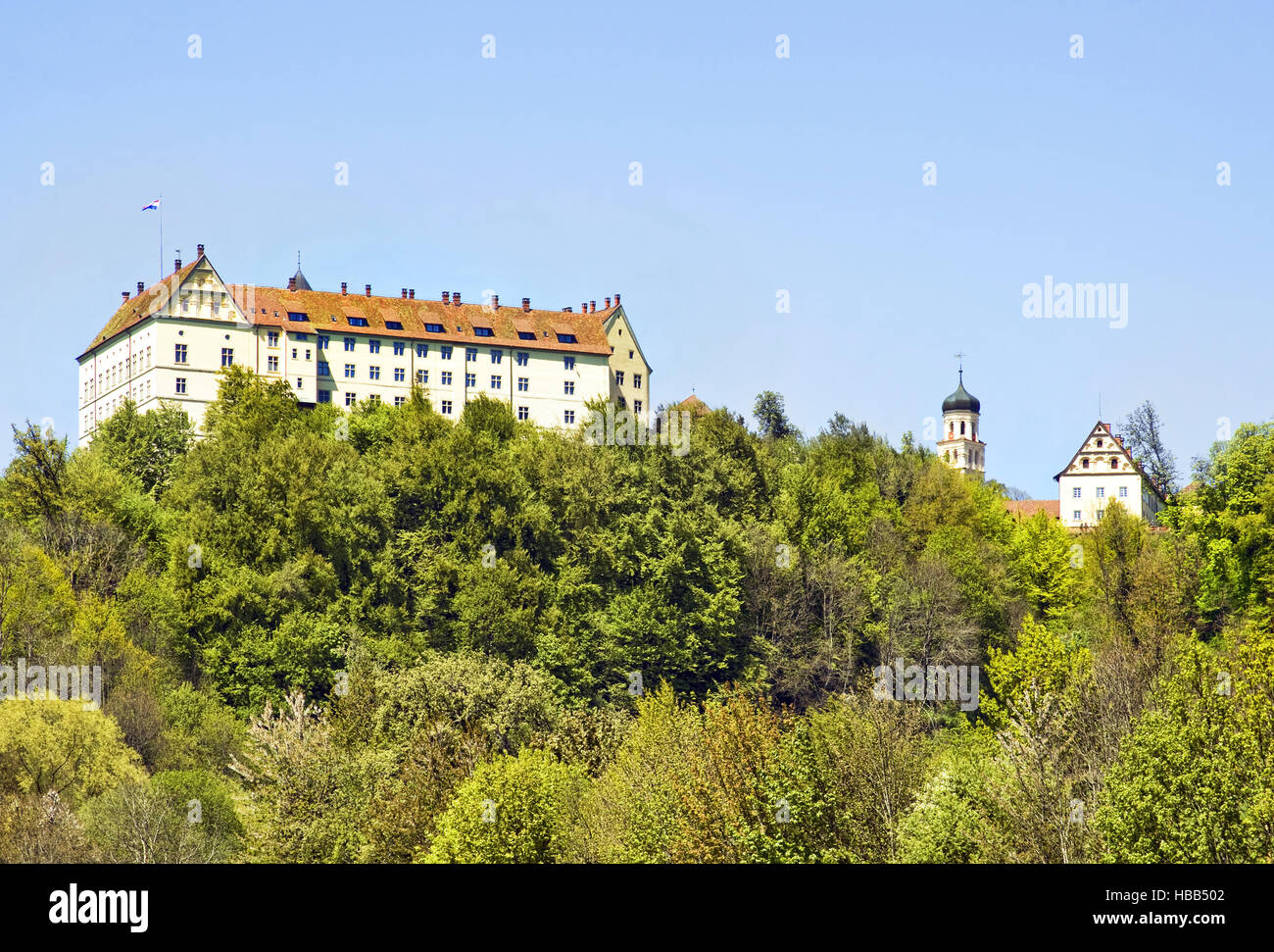 Castle heiligenberg with bell tower Stock Photo - Alamy