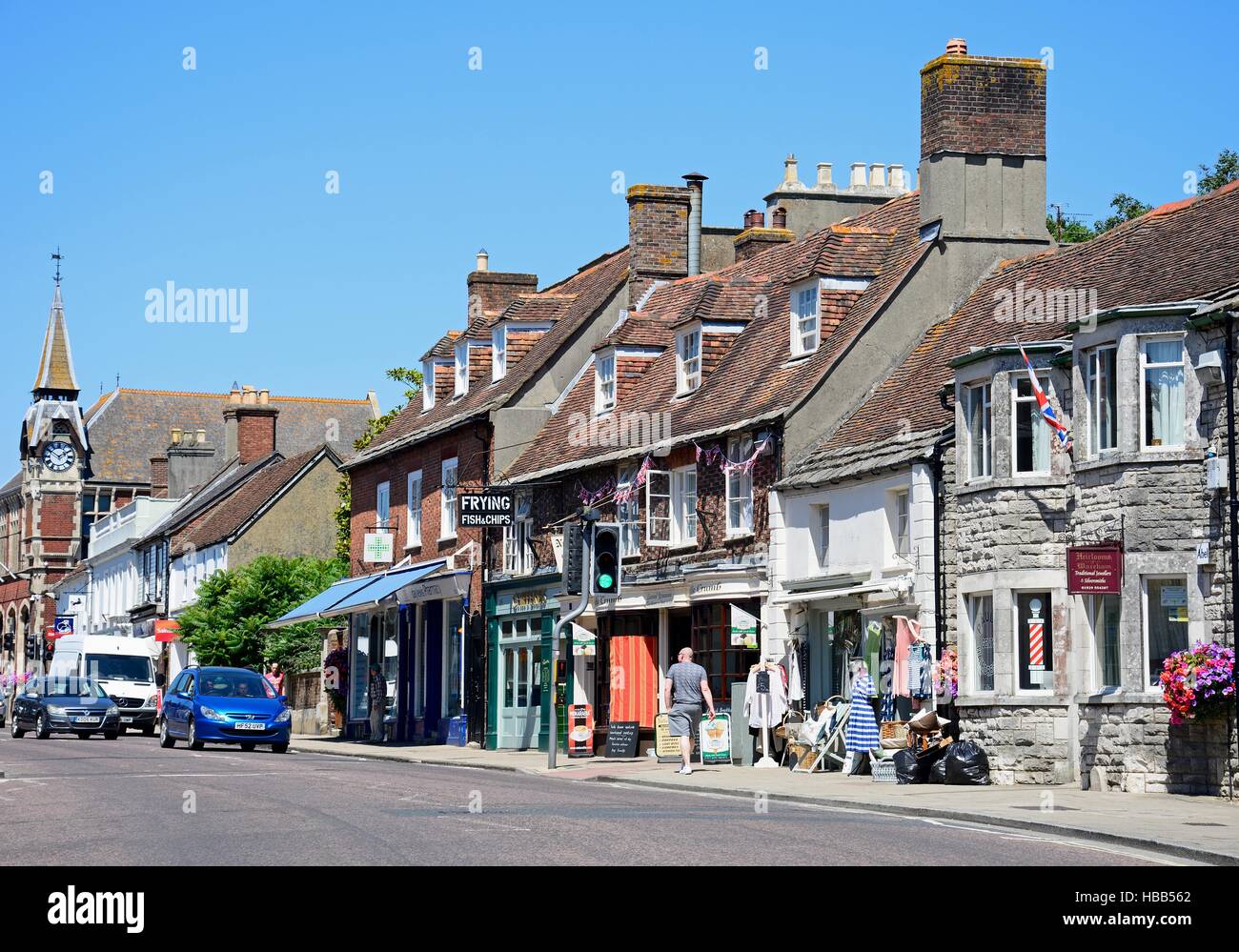 View along North Street towards the Victorian Town Hall in the town ...