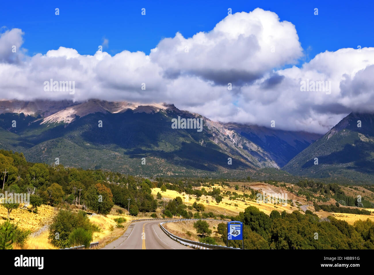 The road the Ruta 40 passes among fields Stock Photo - Alamy