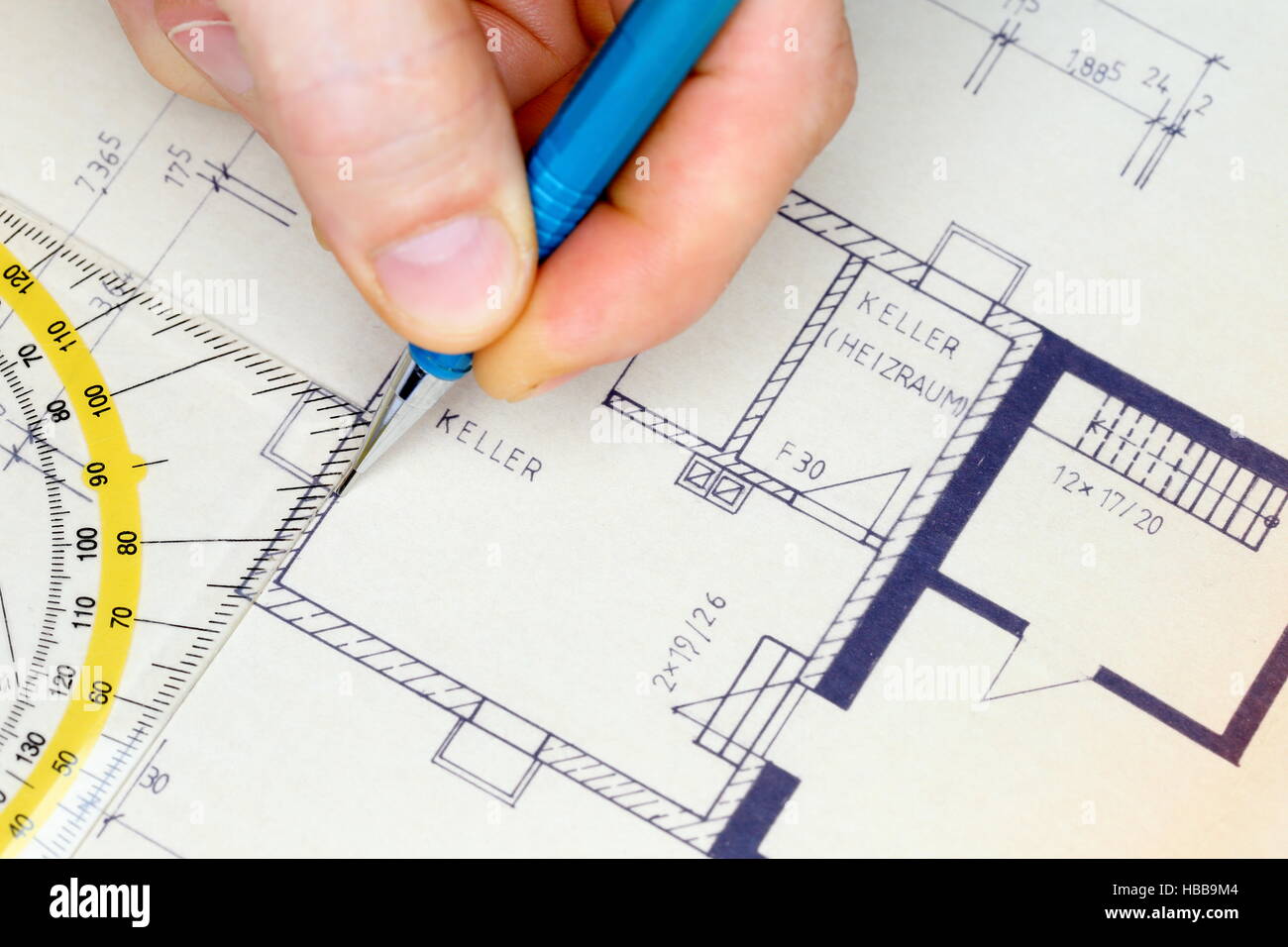 drawing a blue print Stock Photo - Alamy