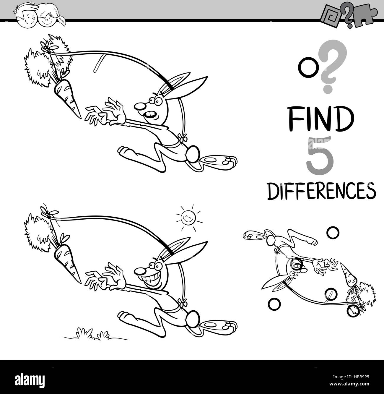 differences activity coloring book Stock Photo - Alamy