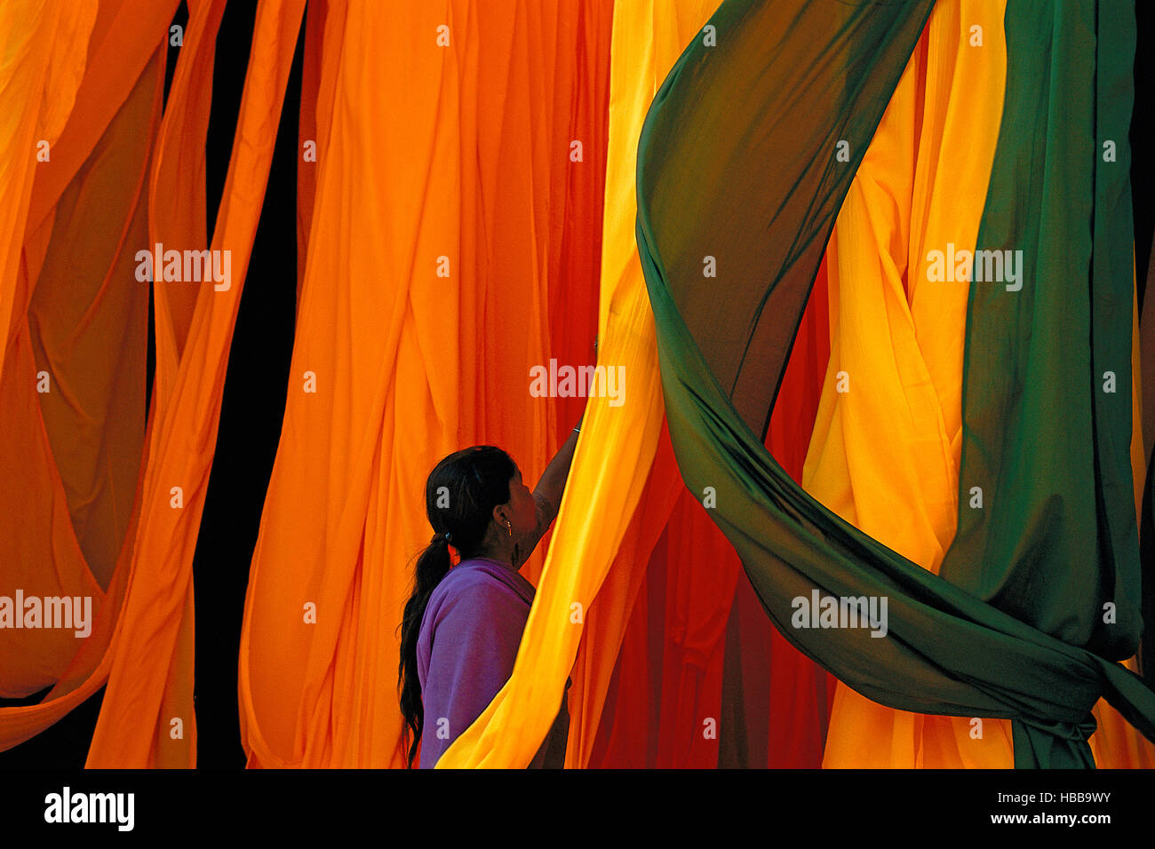 Inde. Rajasthan. Usine de sari. // India. Rajasthan. Sari factory Stock ...