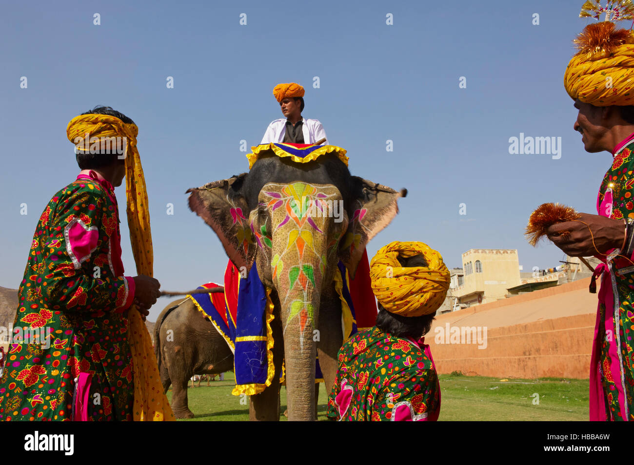 Inde, Rajasthan, Jaipur, le festival des elephants qui se deroule lors ...