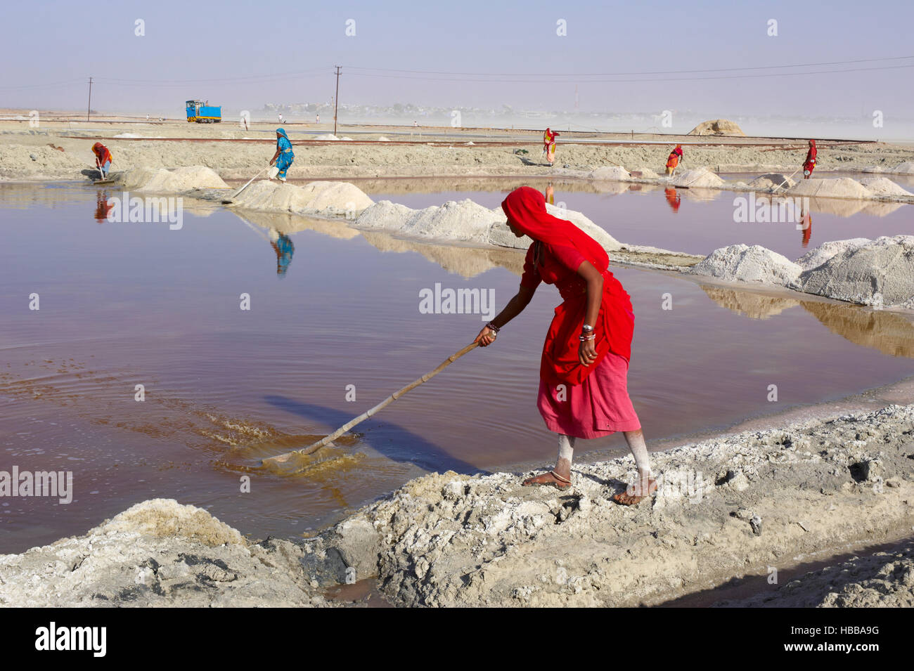 Inde, Rajasthan, mine de sel sur le lac salé de Sambhar. // India ...