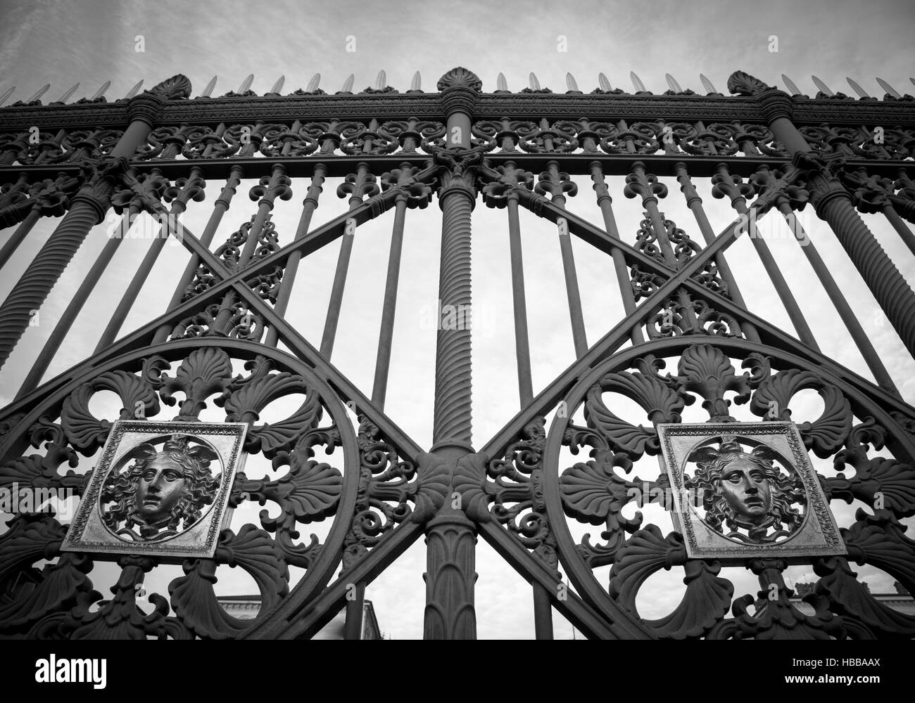 Blue metal door detail Black and White Stock Photos & Images - Alamy