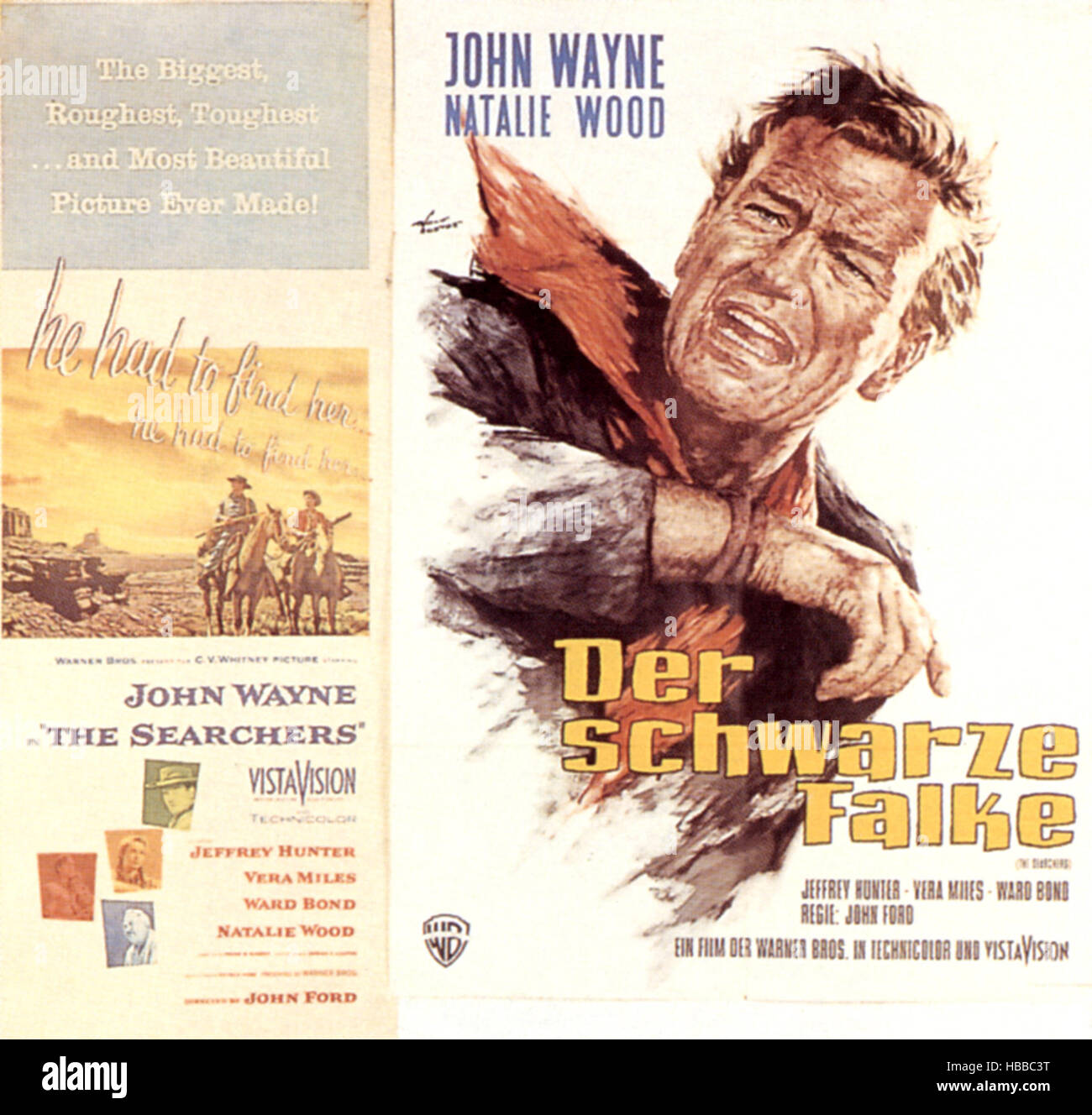THE SEARCHERS, (aka DER SCHWARZE FALKE), John Wayne, Jeffrey Hunter on ...