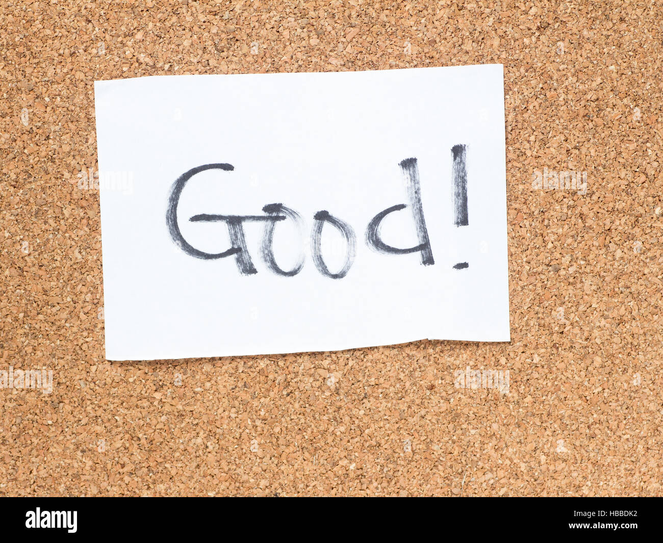 The series of a message on a piece of paper on the cork board, good ...