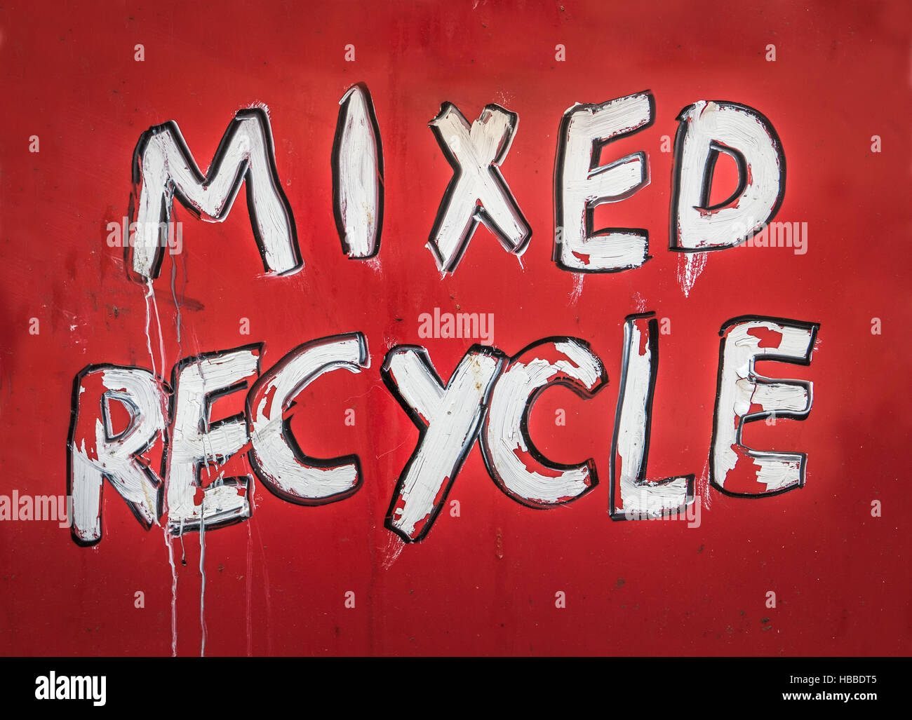 Red Mixed Recycling Sign Stock Photo - Alamy