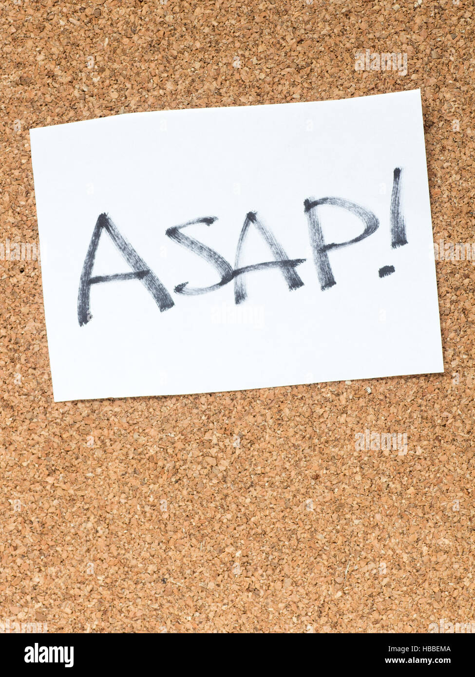 The series of a message on a piece of paper on the cork board, ASAP ...