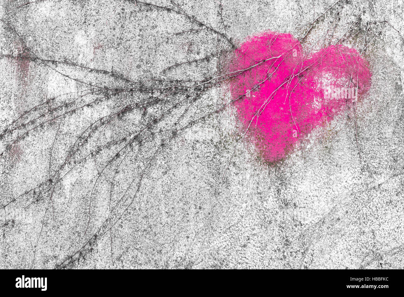 Pink heart on wall Stock Photo - Alamy