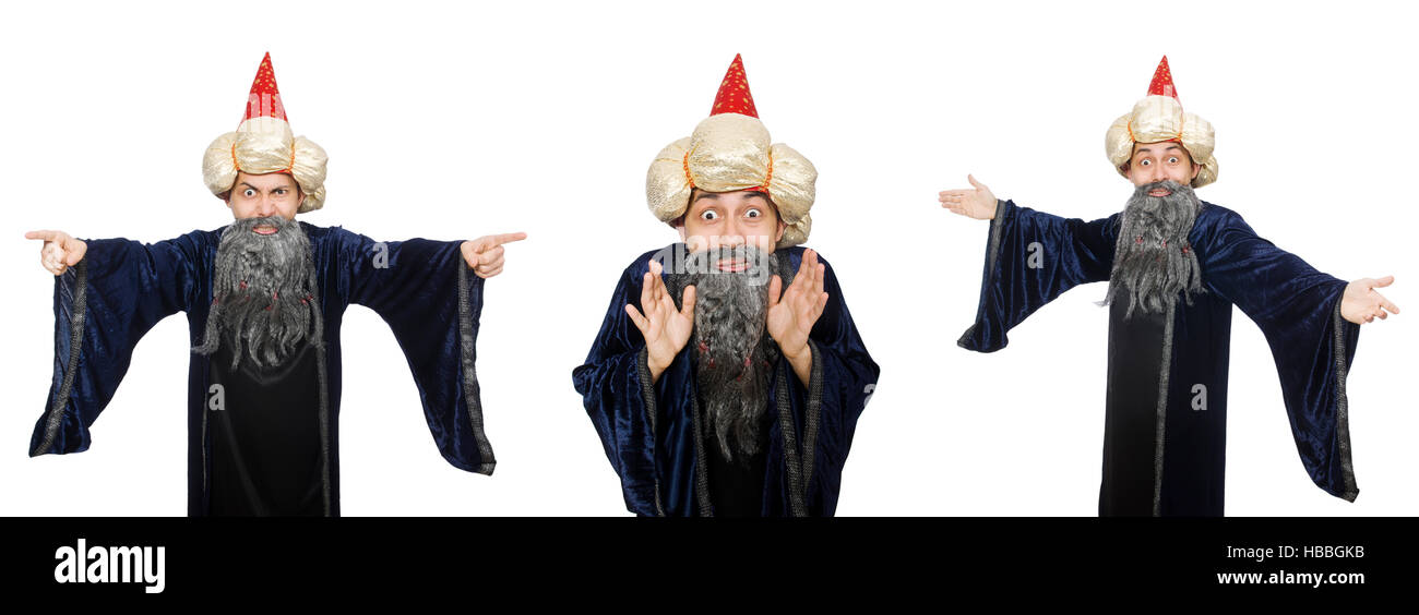 Funny wise wizard isolated on the white Stock Photo - Alamy
